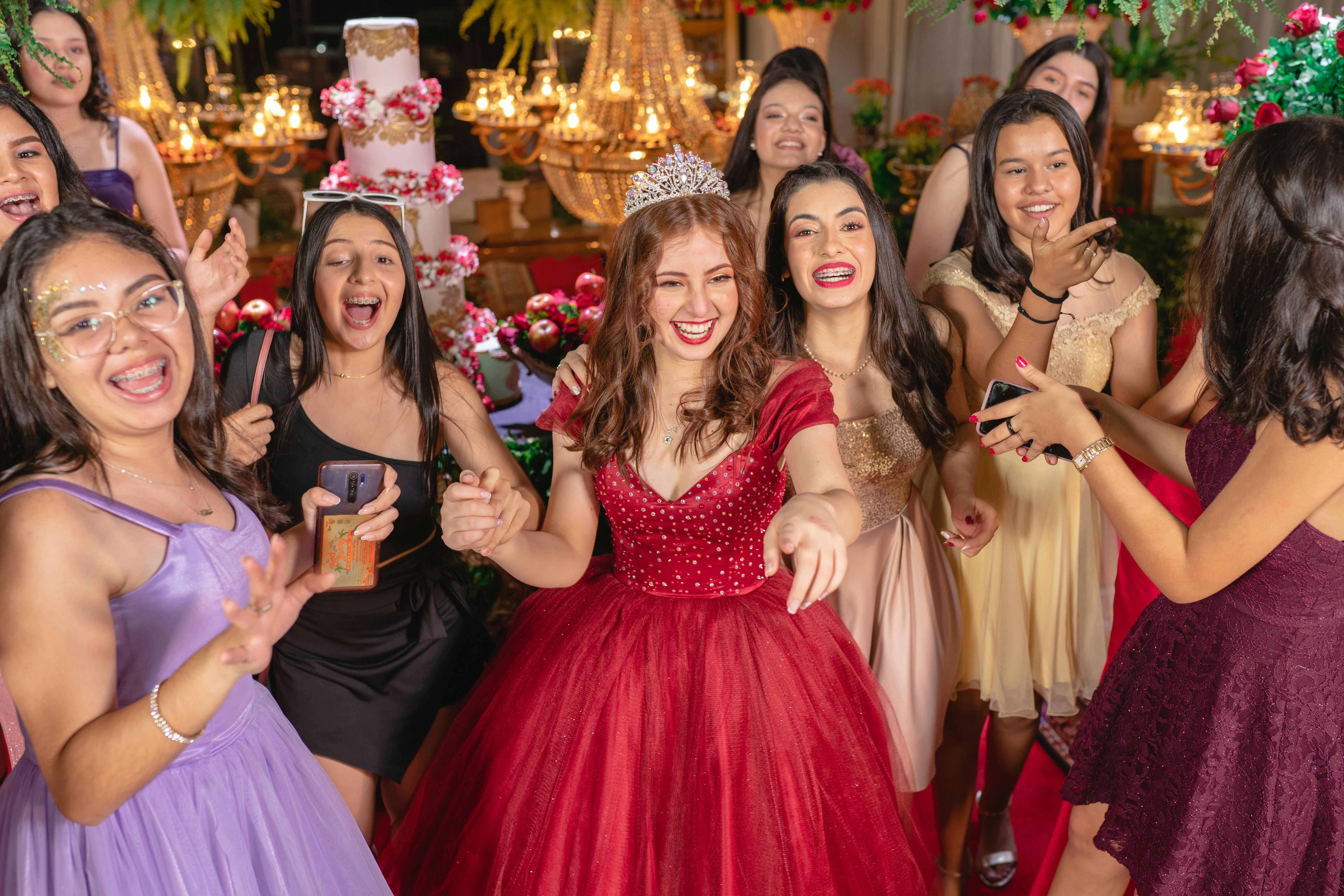 Smiling Women in Dresses on Party · Free Stock Photo
