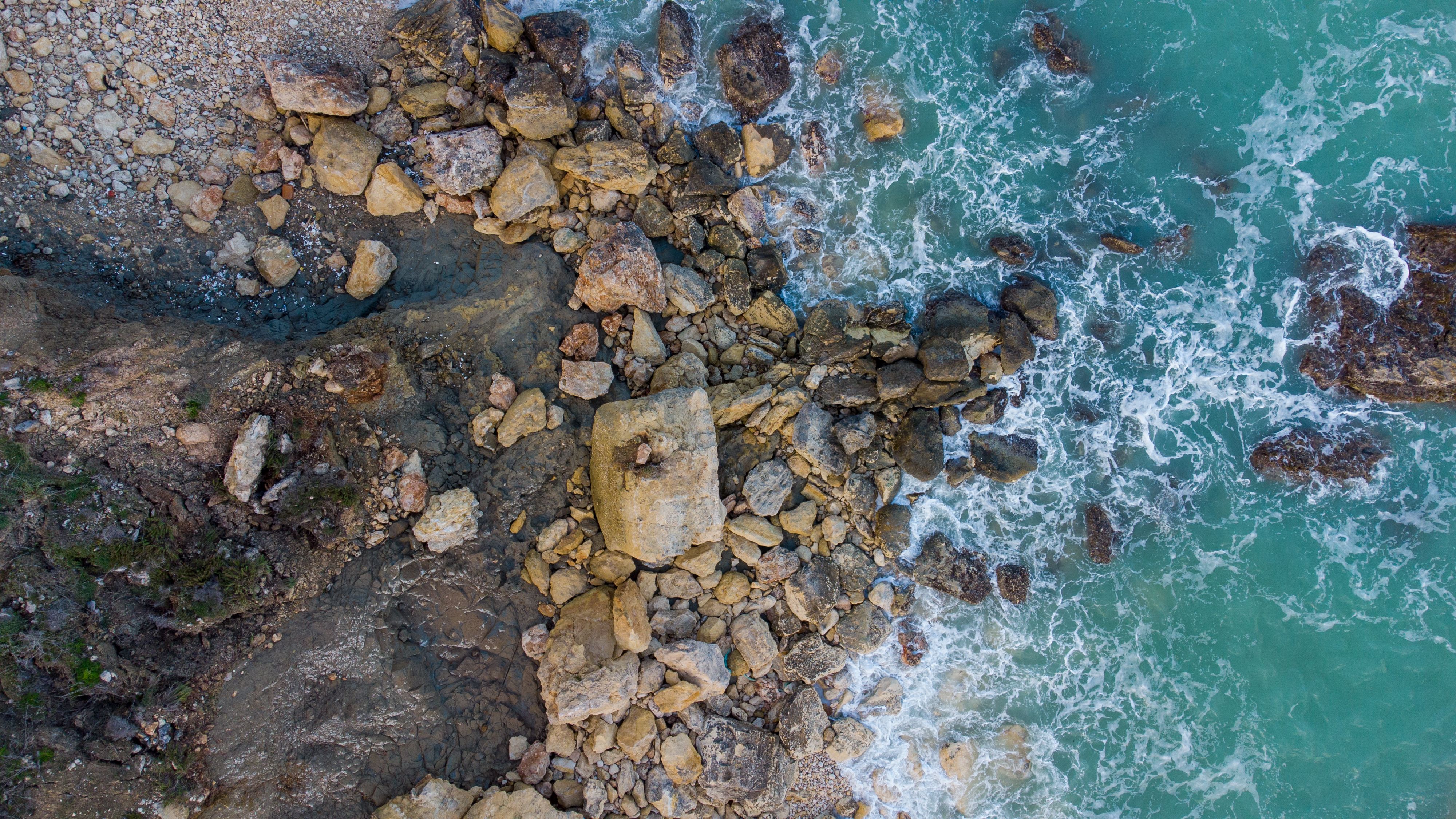 Aerial View of a Cave on a Coast · Free Stock Photo