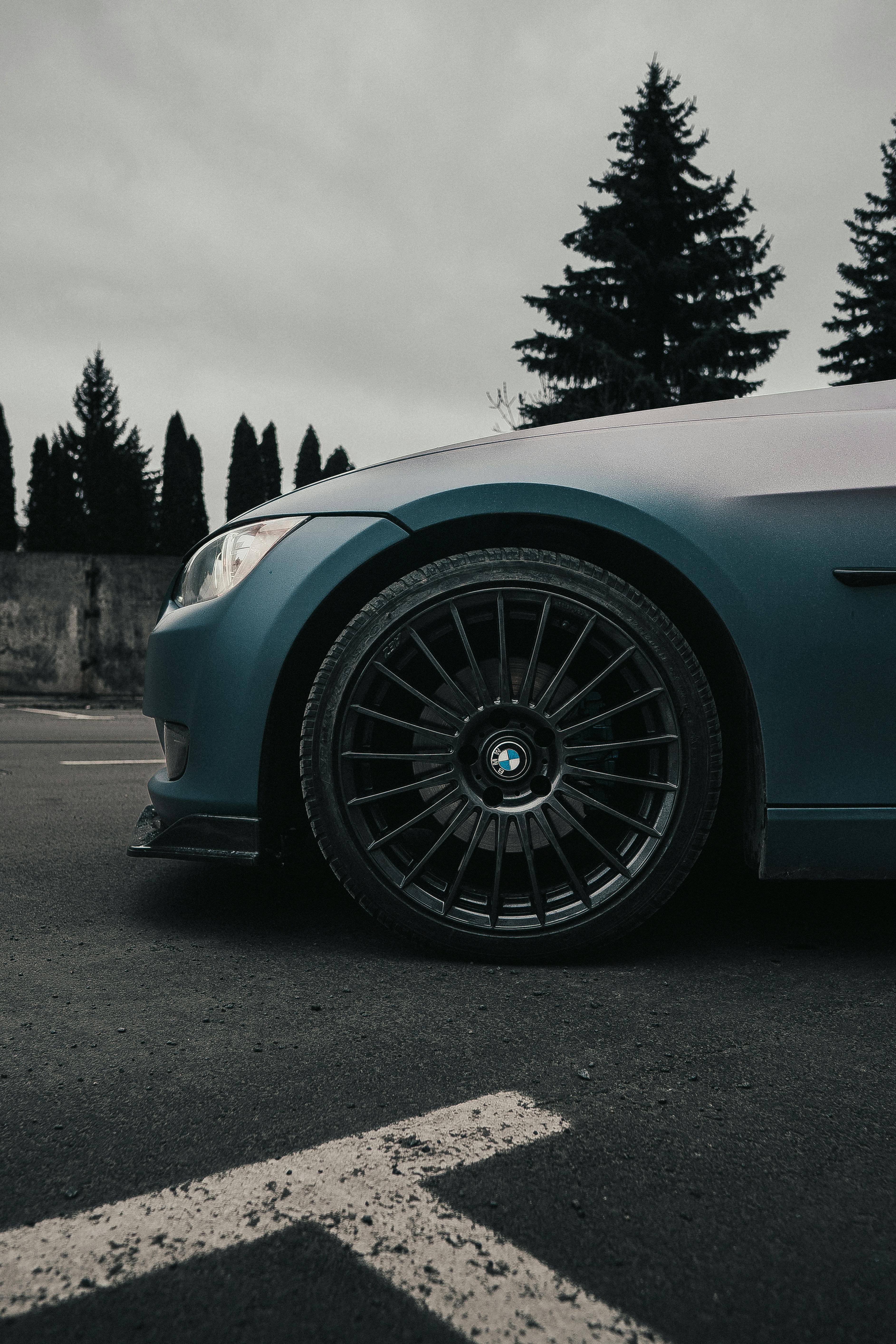 Modern Car Front Wheel on Road · Free Stock Photo