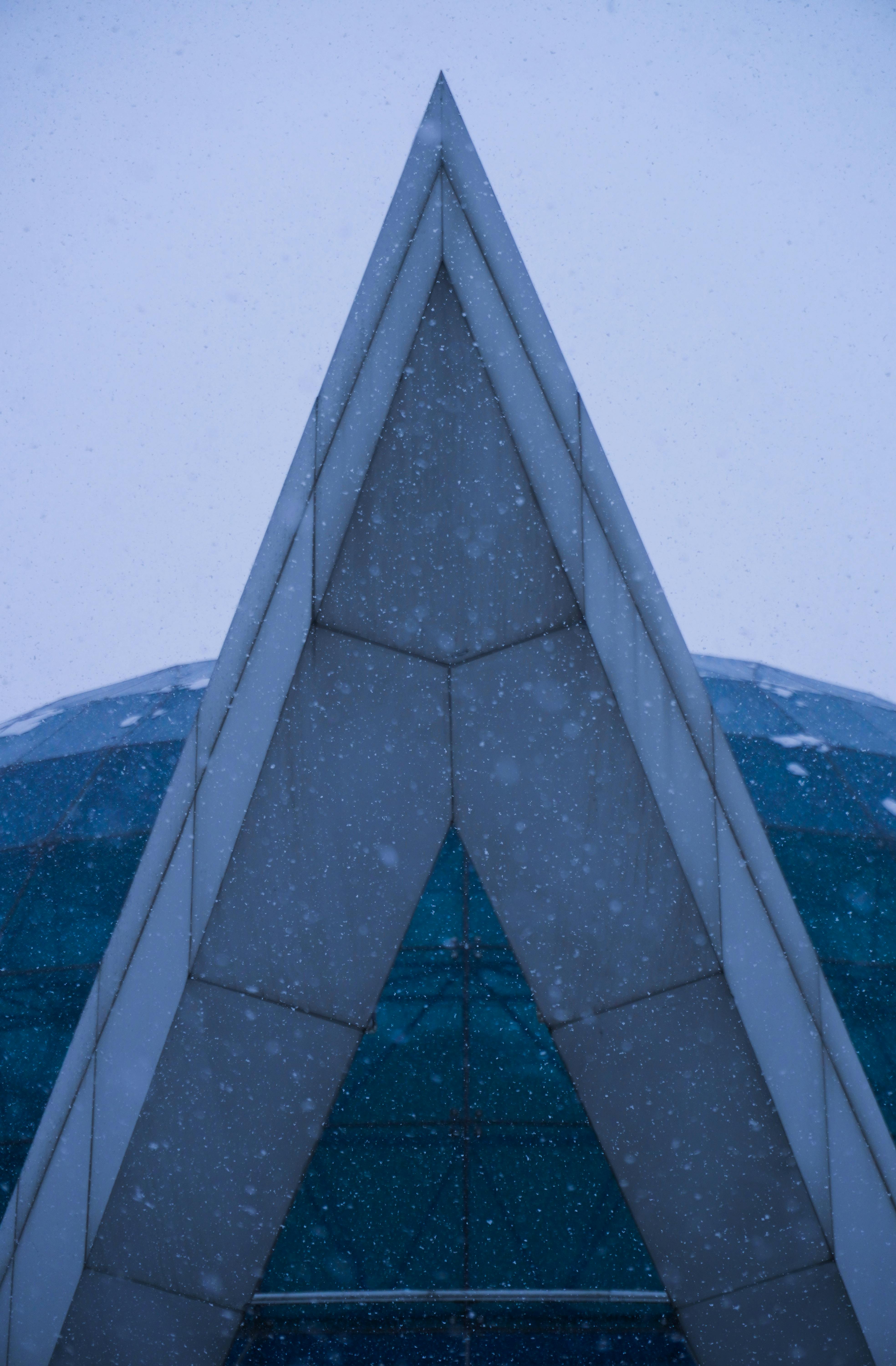 Stone Geometric Building Roof in Snow · Free Stock Photo