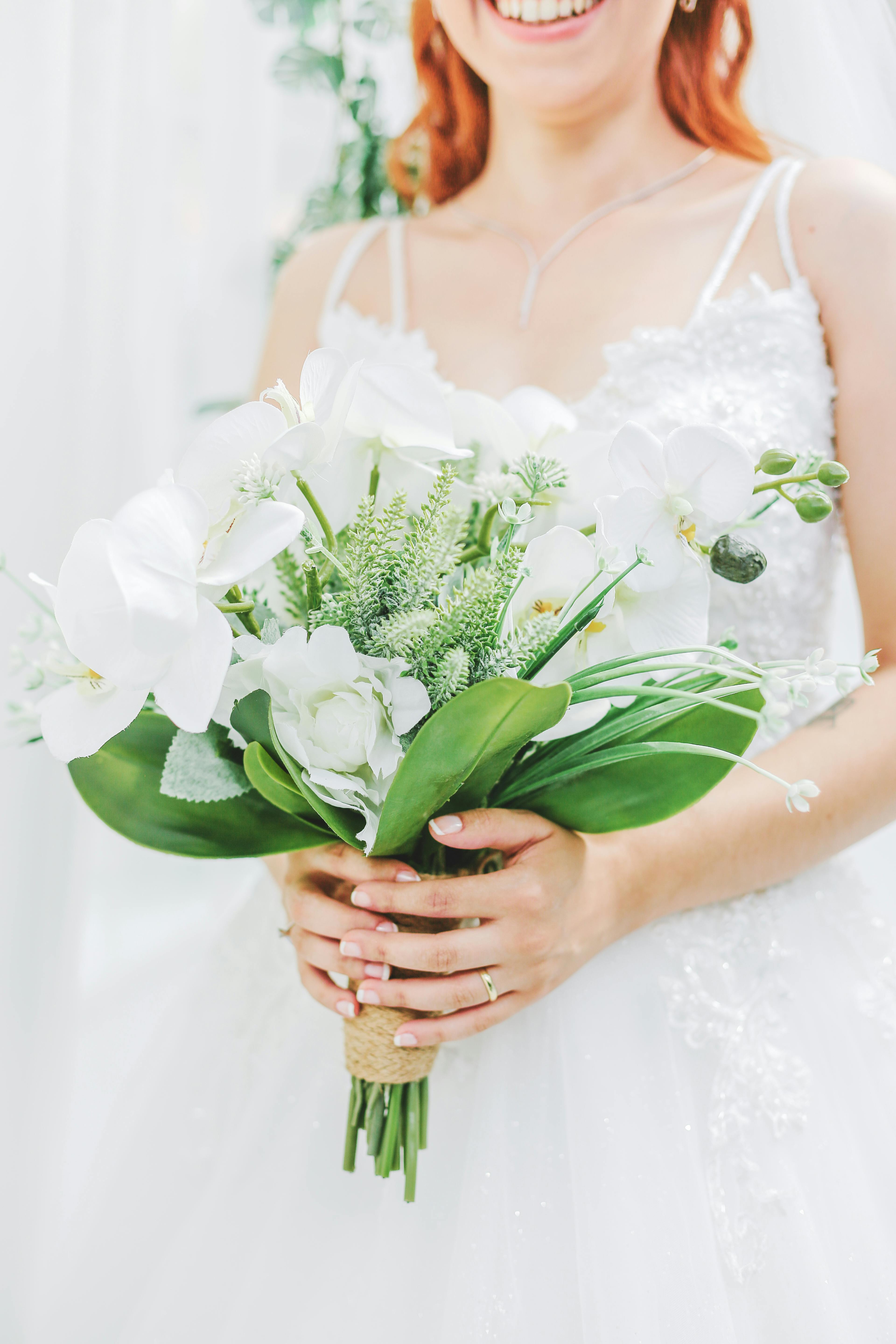 Bride with Flowers at Wedding Ceremony · Free Stock Photo