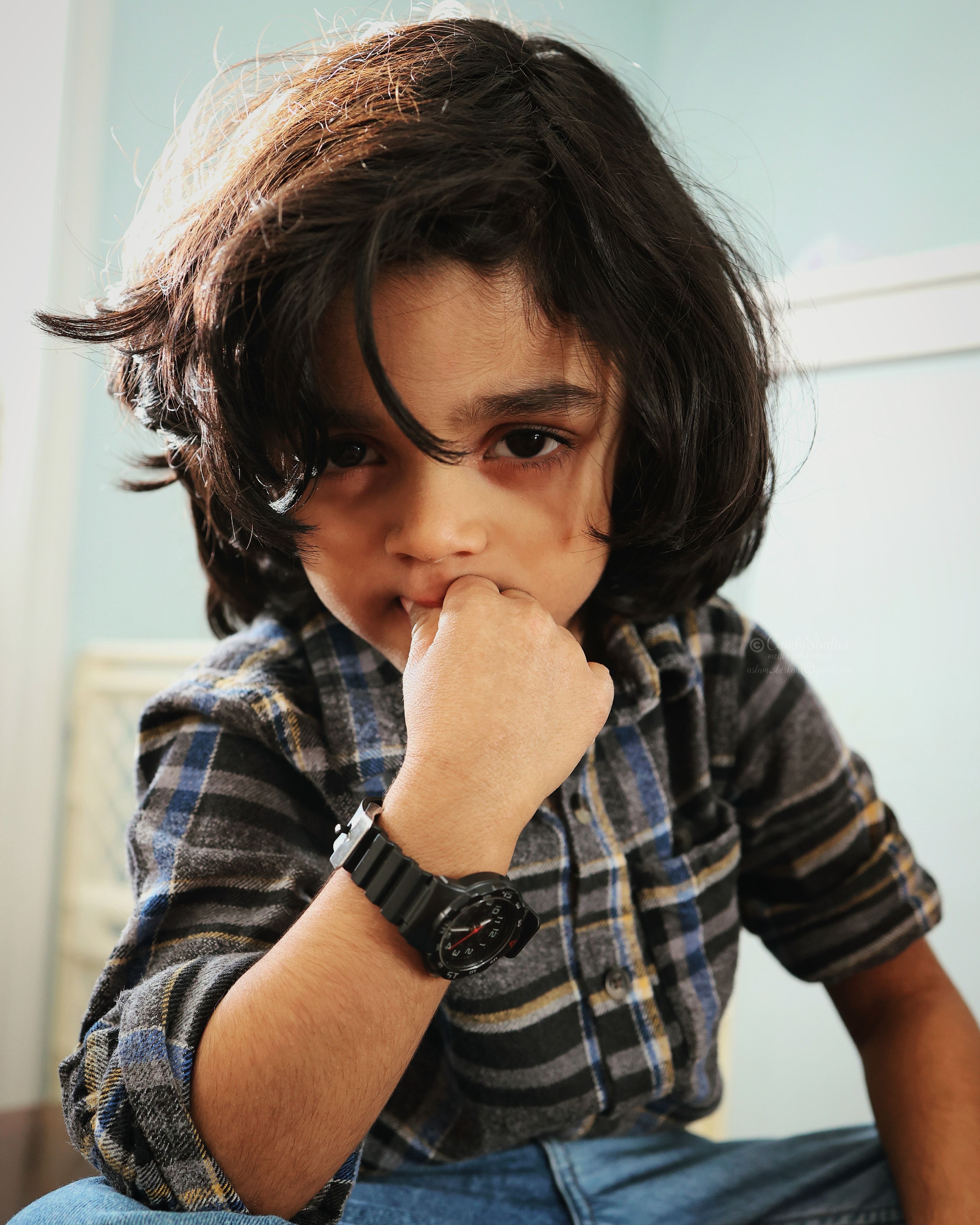 Portrait of Thinking Boy in Shirt · Free Stock Photo