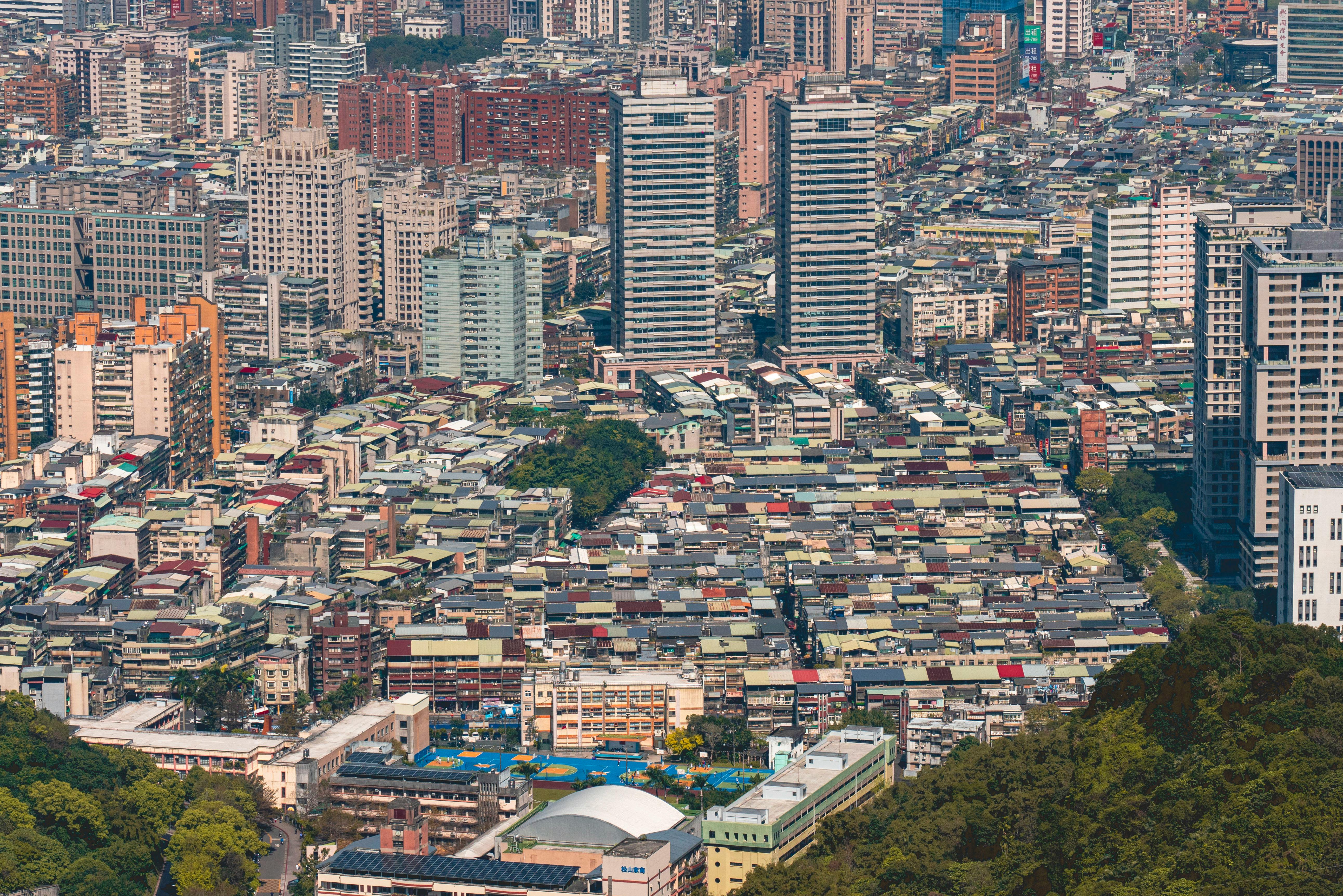 Aerial View of a Modern City Downtown · Free Stock Photo