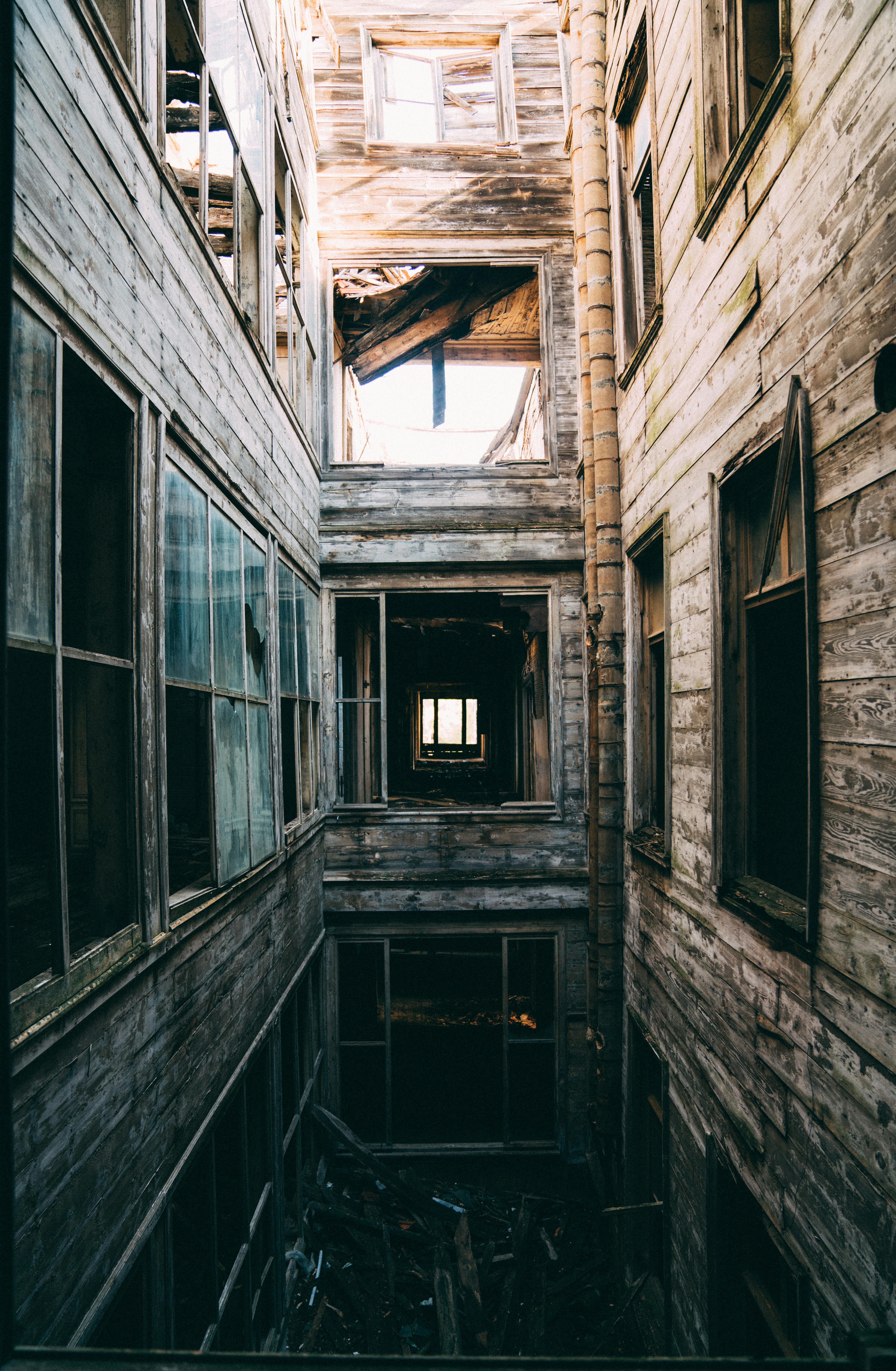 Patio Inside of an Abandoned Broken Building · Free Stock Photo