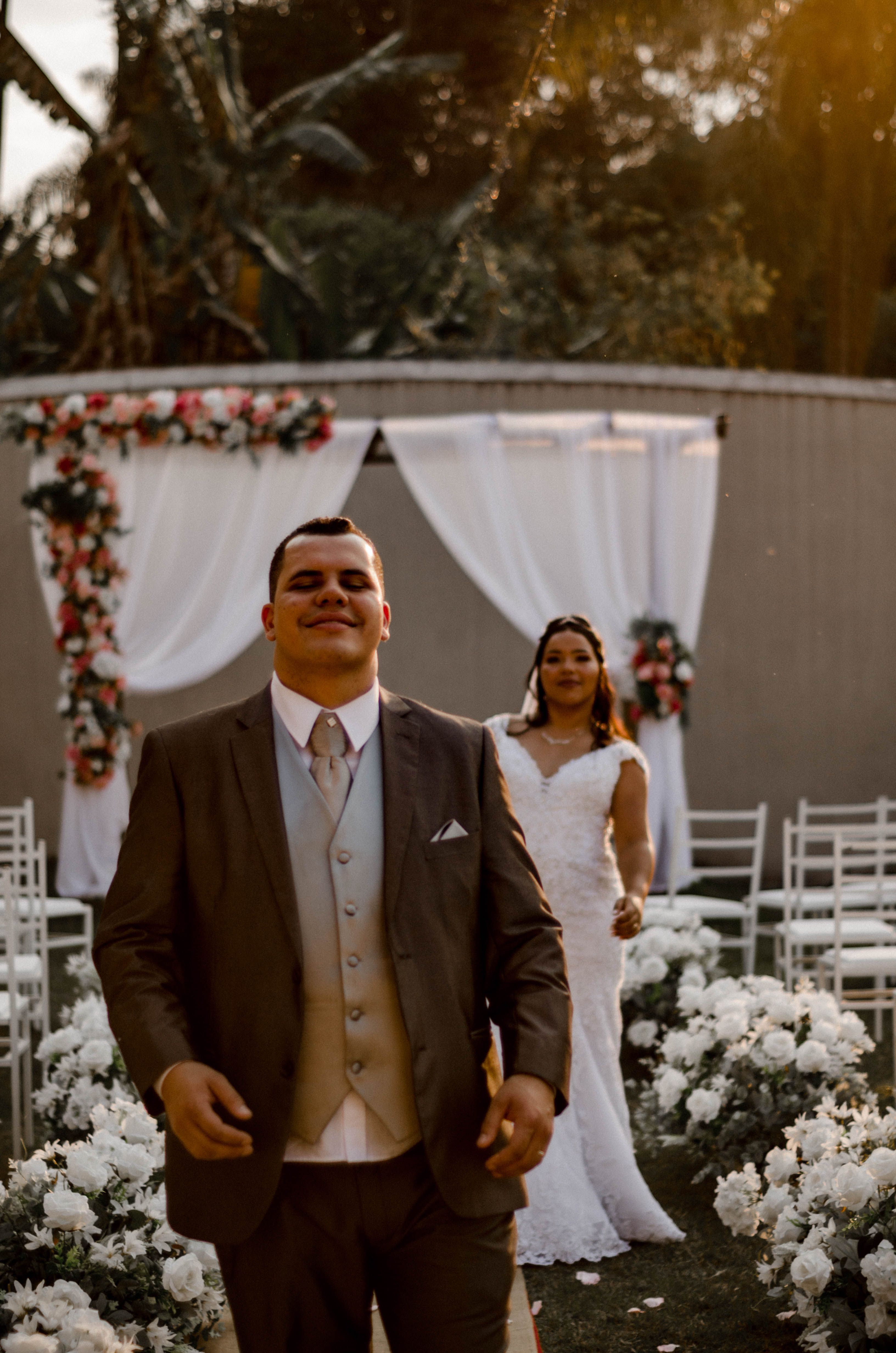 Bride and Groom at a Wedding Reception · Free Stock Photo