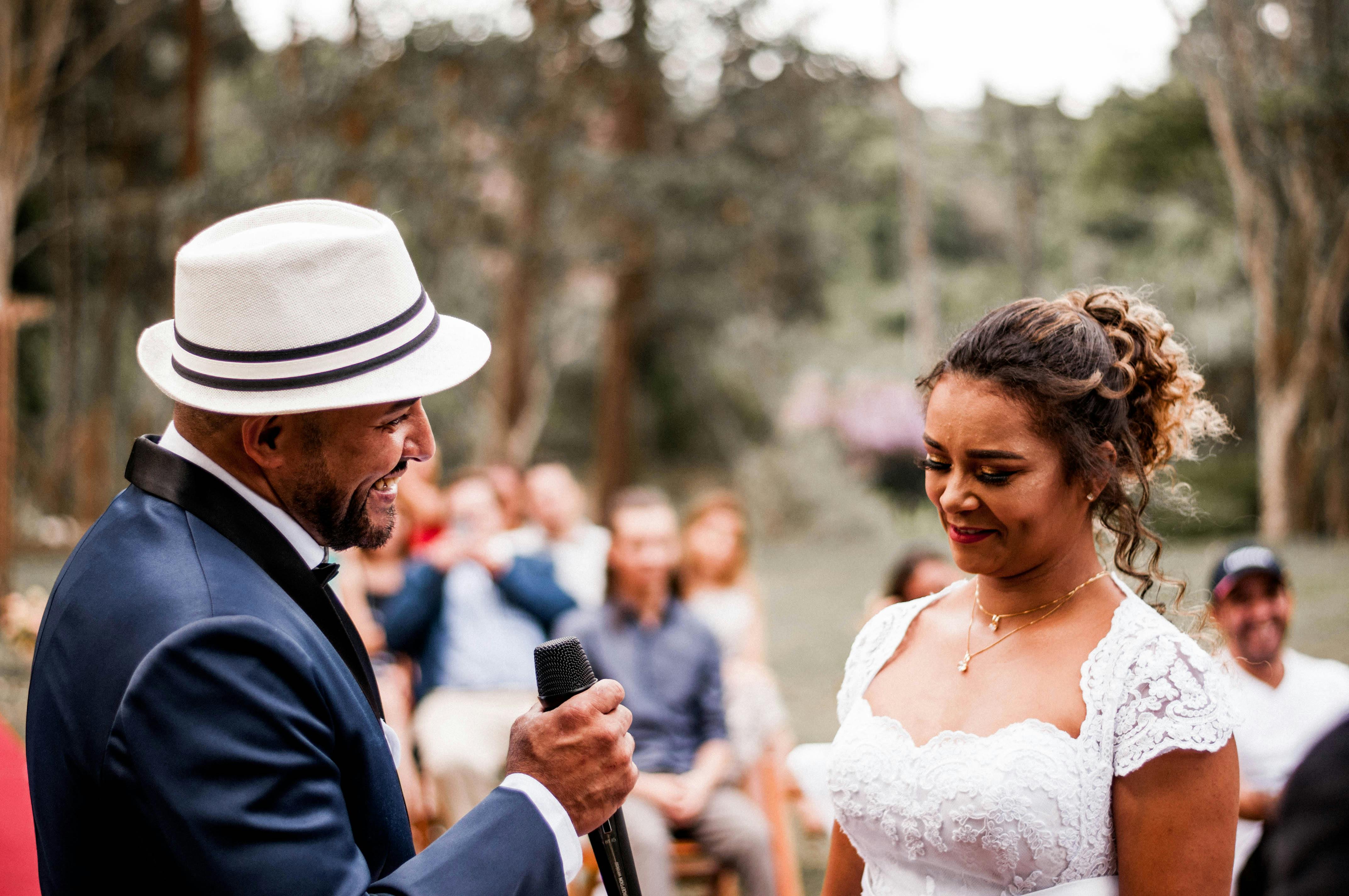 Bride and Groom at a Wedding Reception · Free Stock Photo