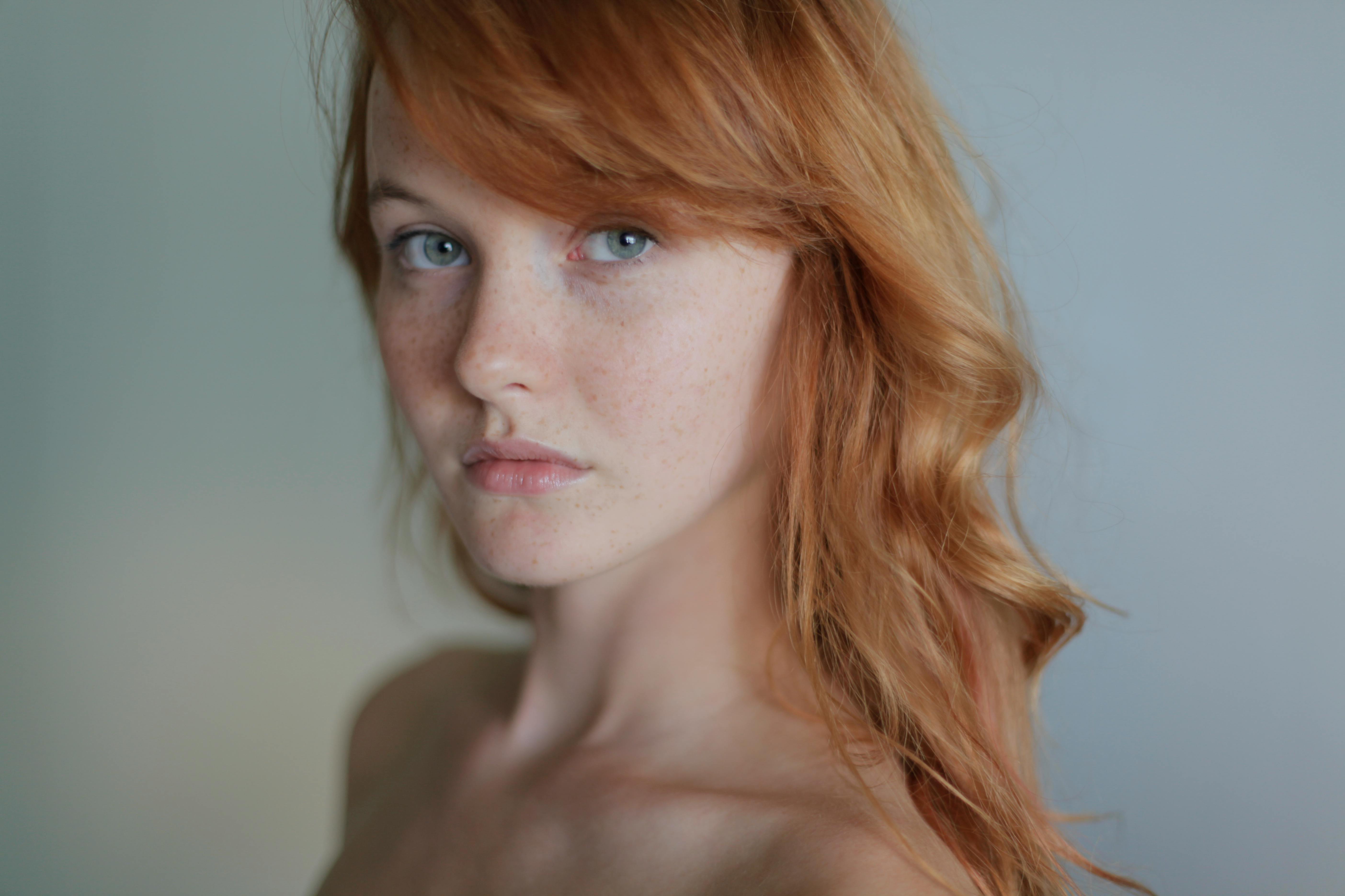 Red Haired Woman with Colorful Powder on Face · Free Stock Photo