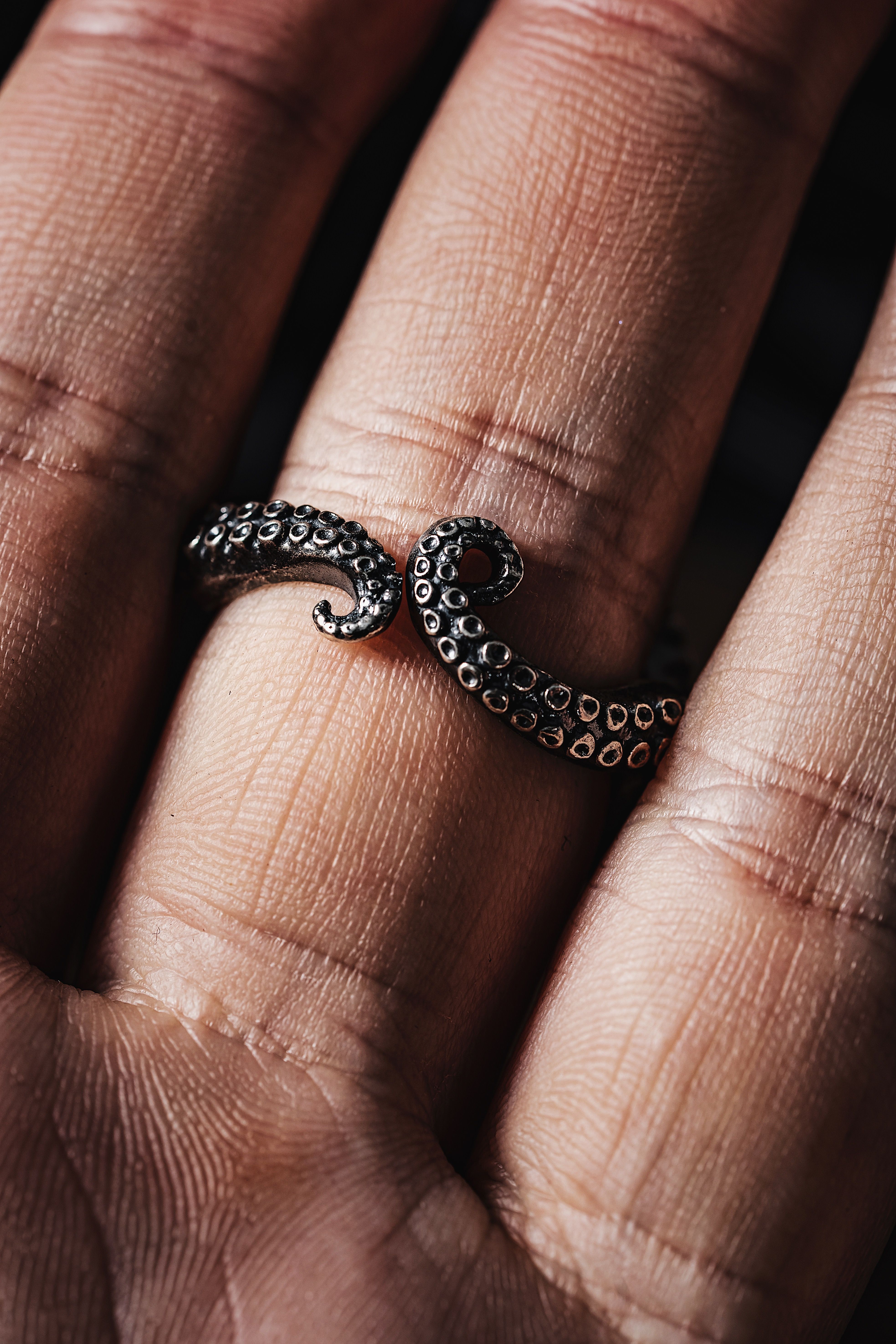 Man Wearing Silver Octopus Ring · Free Stock Photo