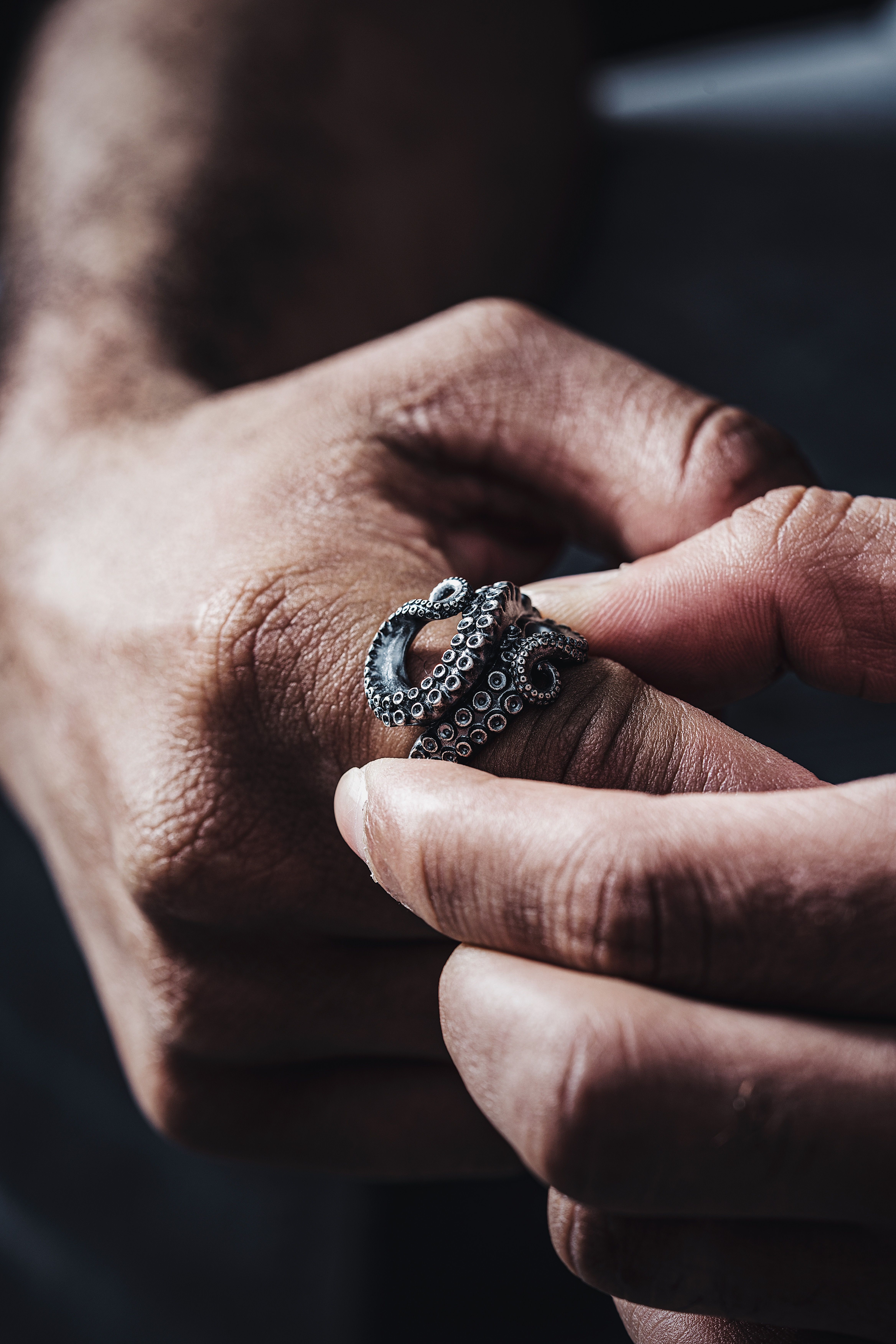 Closeup of Man a Wearing an Octopus Shape Ring · Free Stock Photo