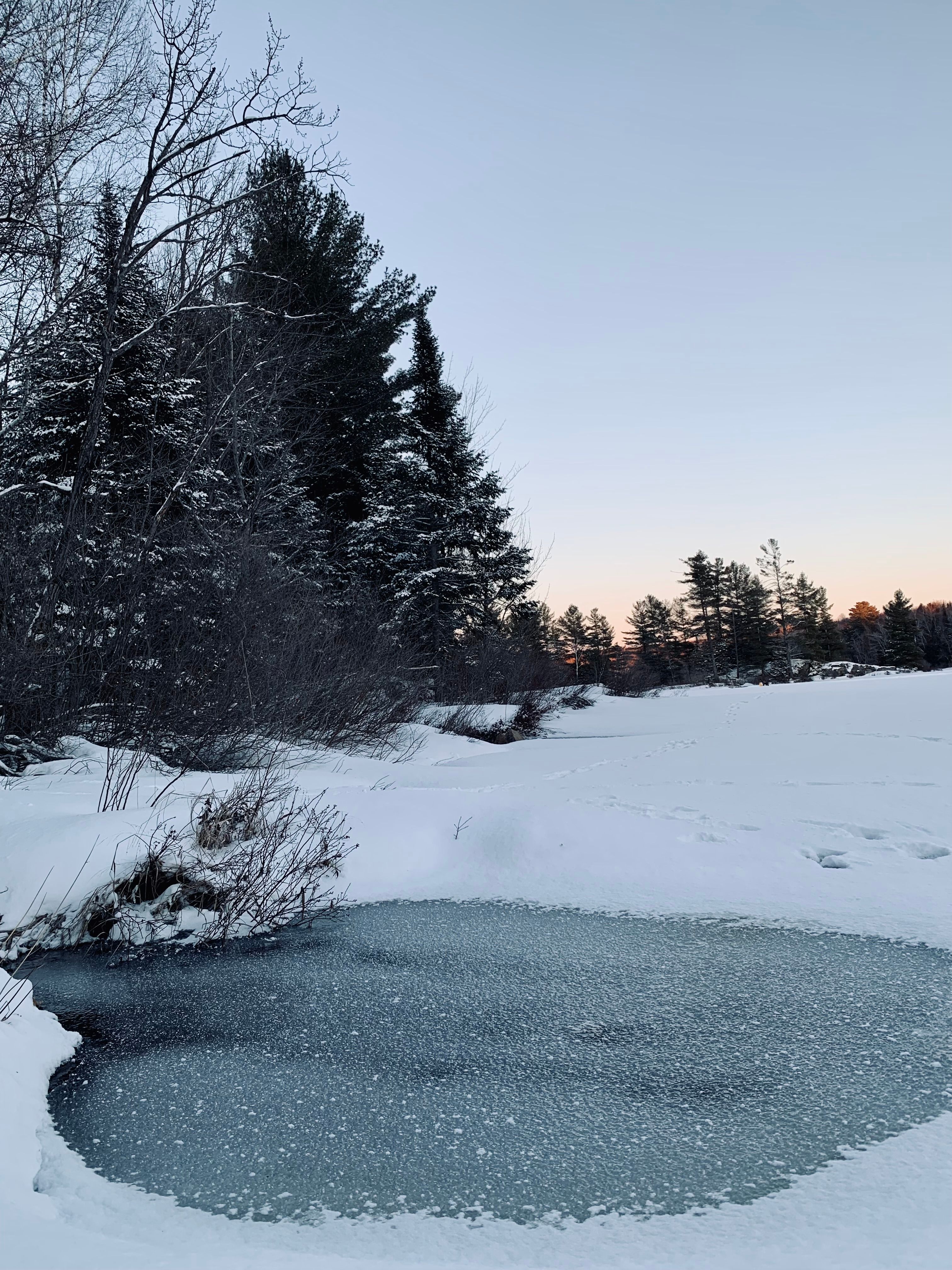 Frozen Lake Surface Covered in Snow · Free Stock Photo