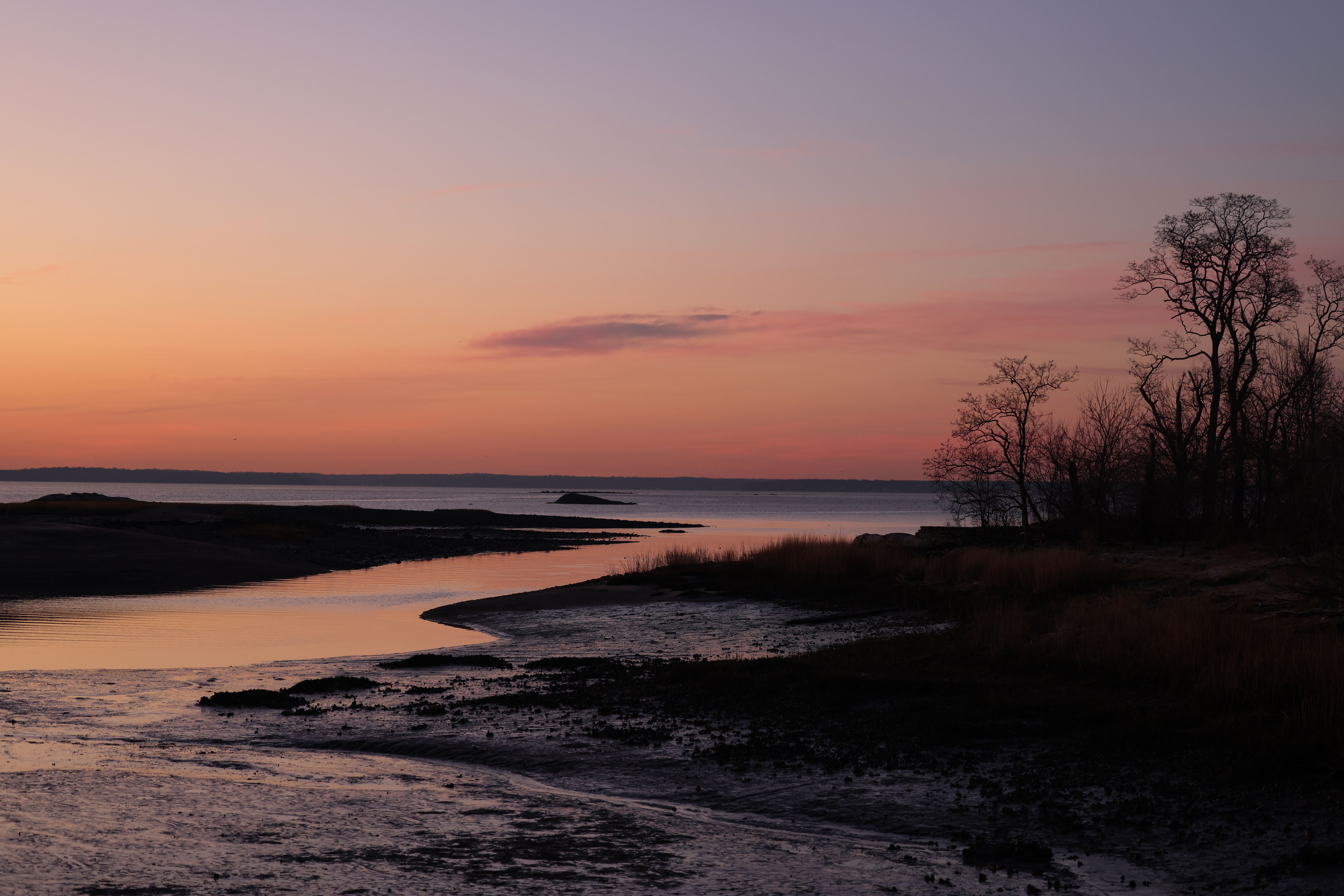 Sunset Above Coastline, Cove Island, Stamford, Connecticut, USA · Free ...