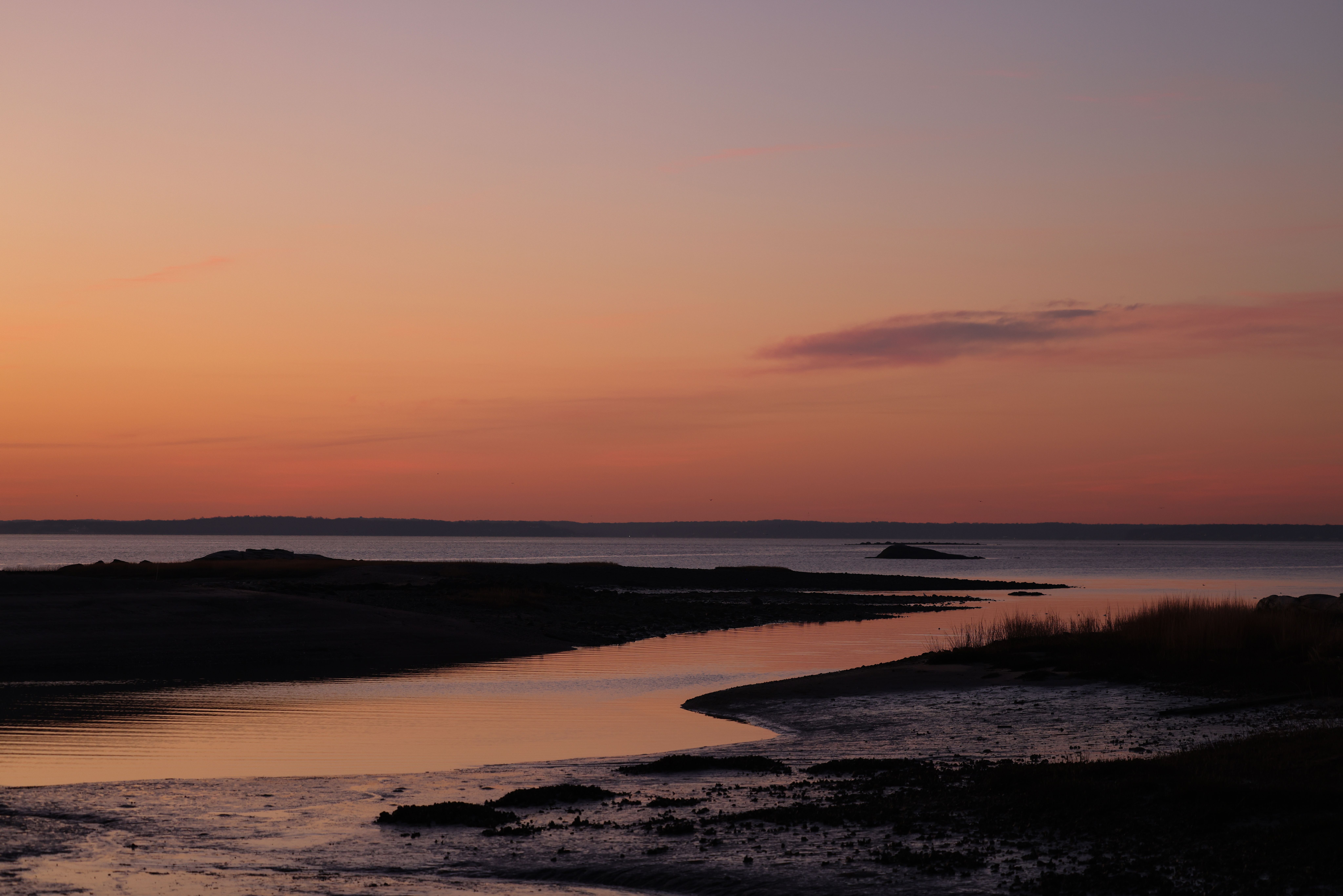 Sunset Above Coastline, Cove Island, Stamford, Connecticut, USA · Free ...