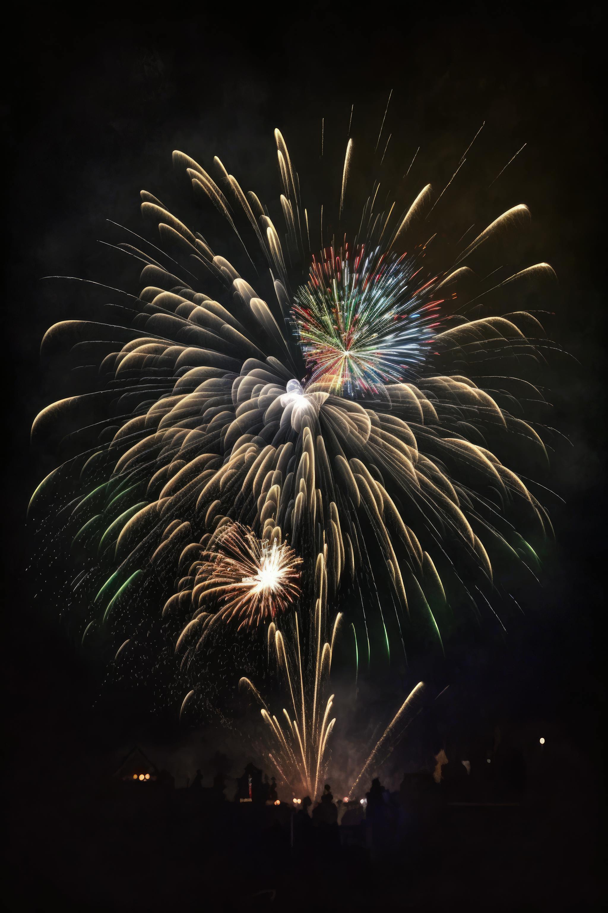 Fireworks over Waterfalls at Night · Free Stock Photo