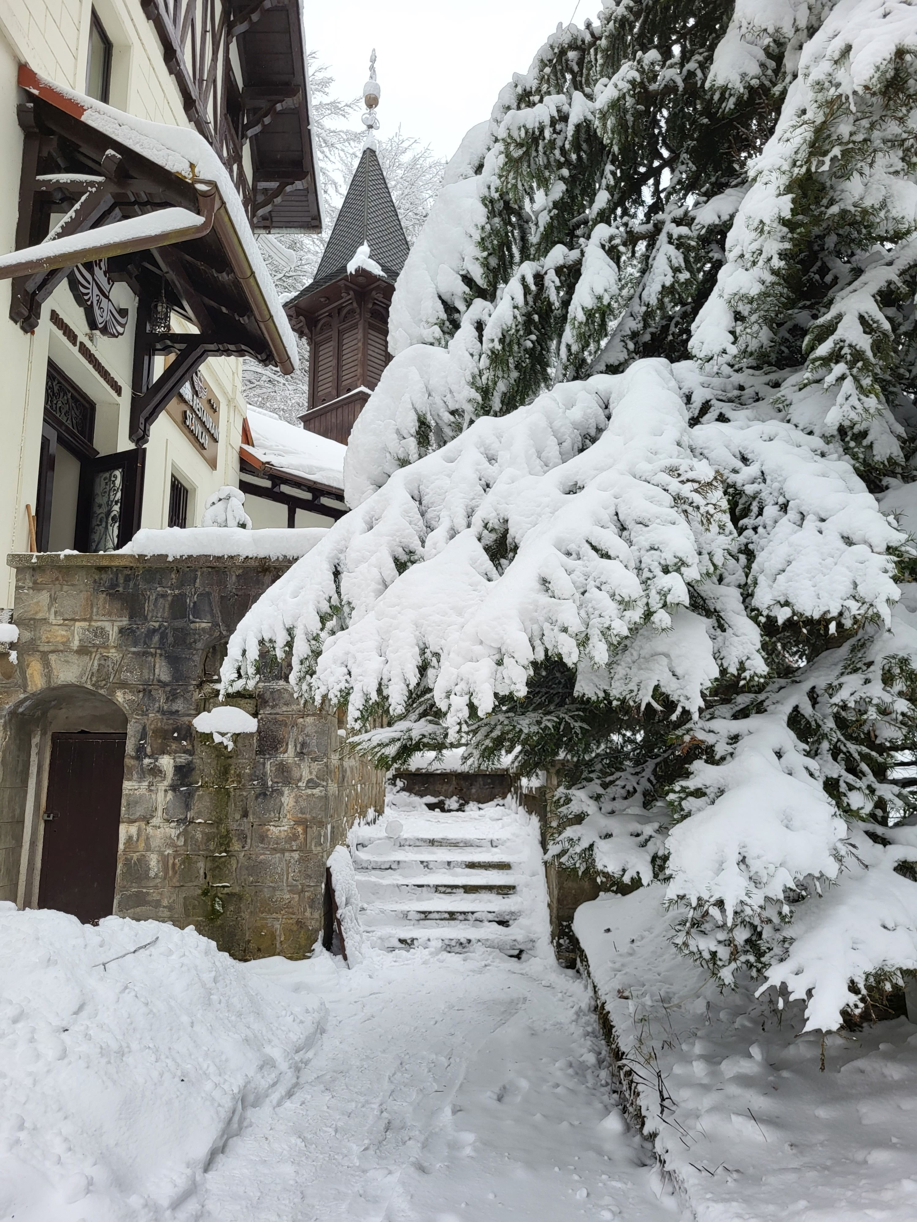 Pavement and Traditional Buildings in a Town Covered in Snow · Free ...