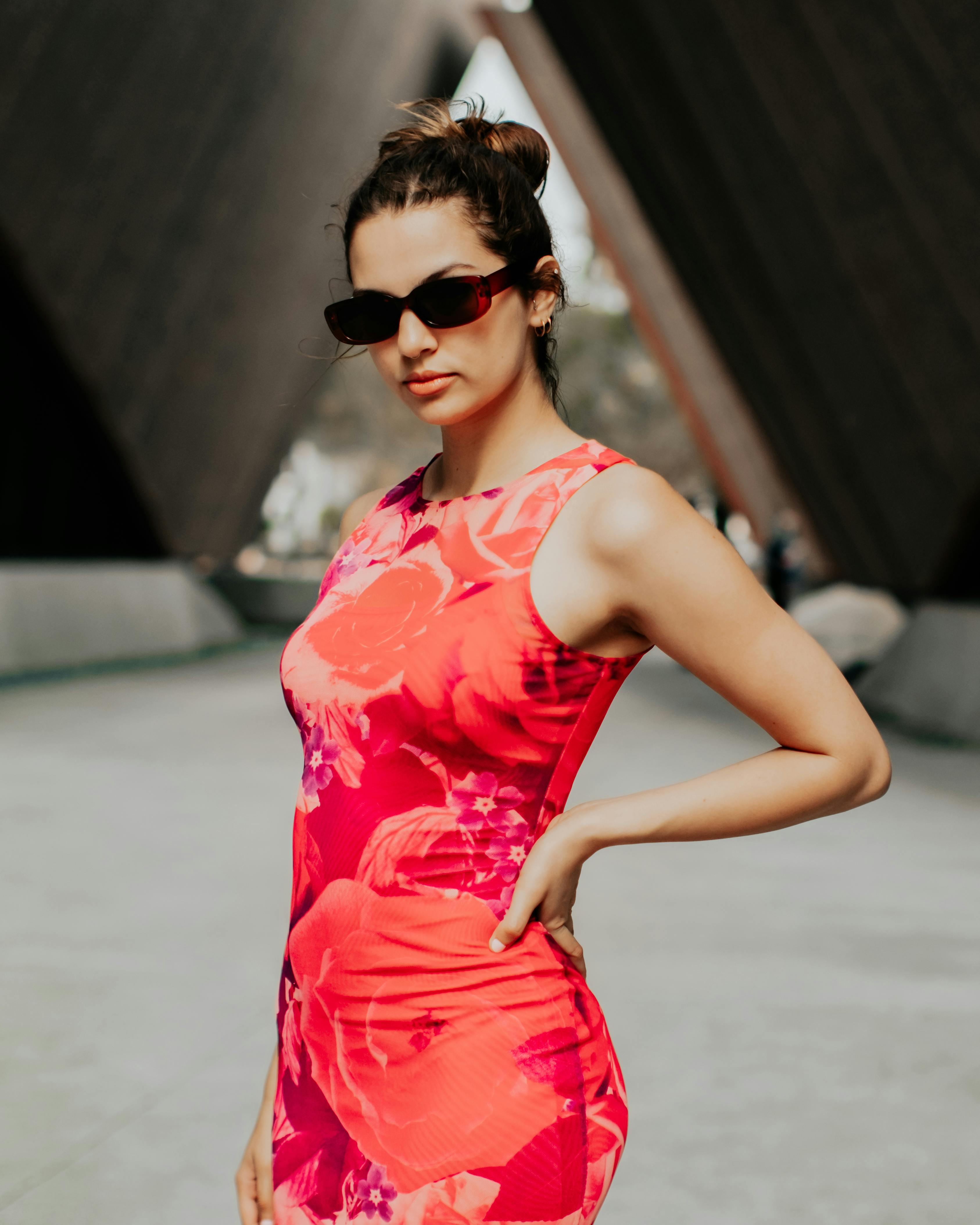 Model in Dress with Floral Print · Free Stock Photo