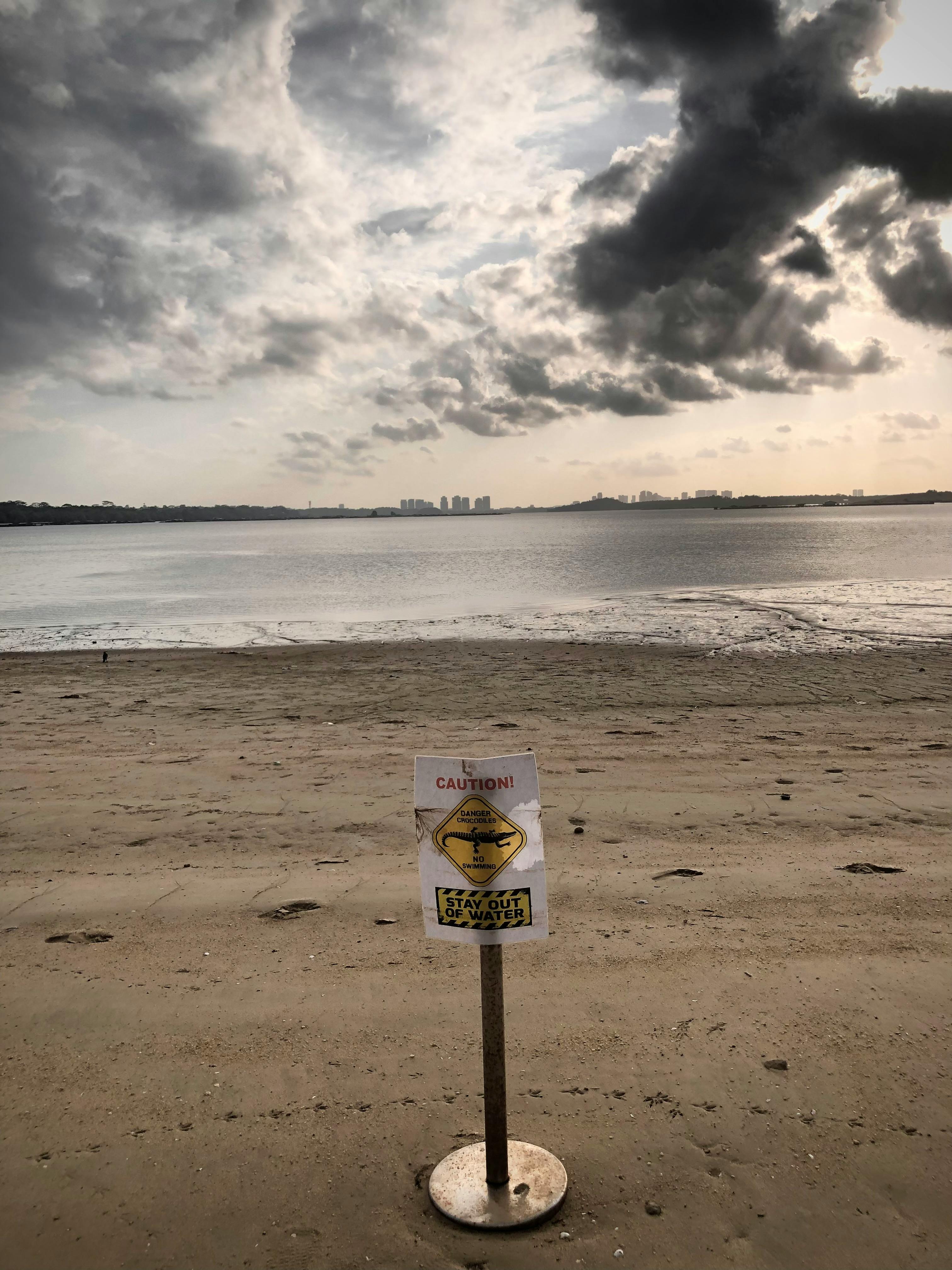 Warning Sign on Beach · Free Stock Photo