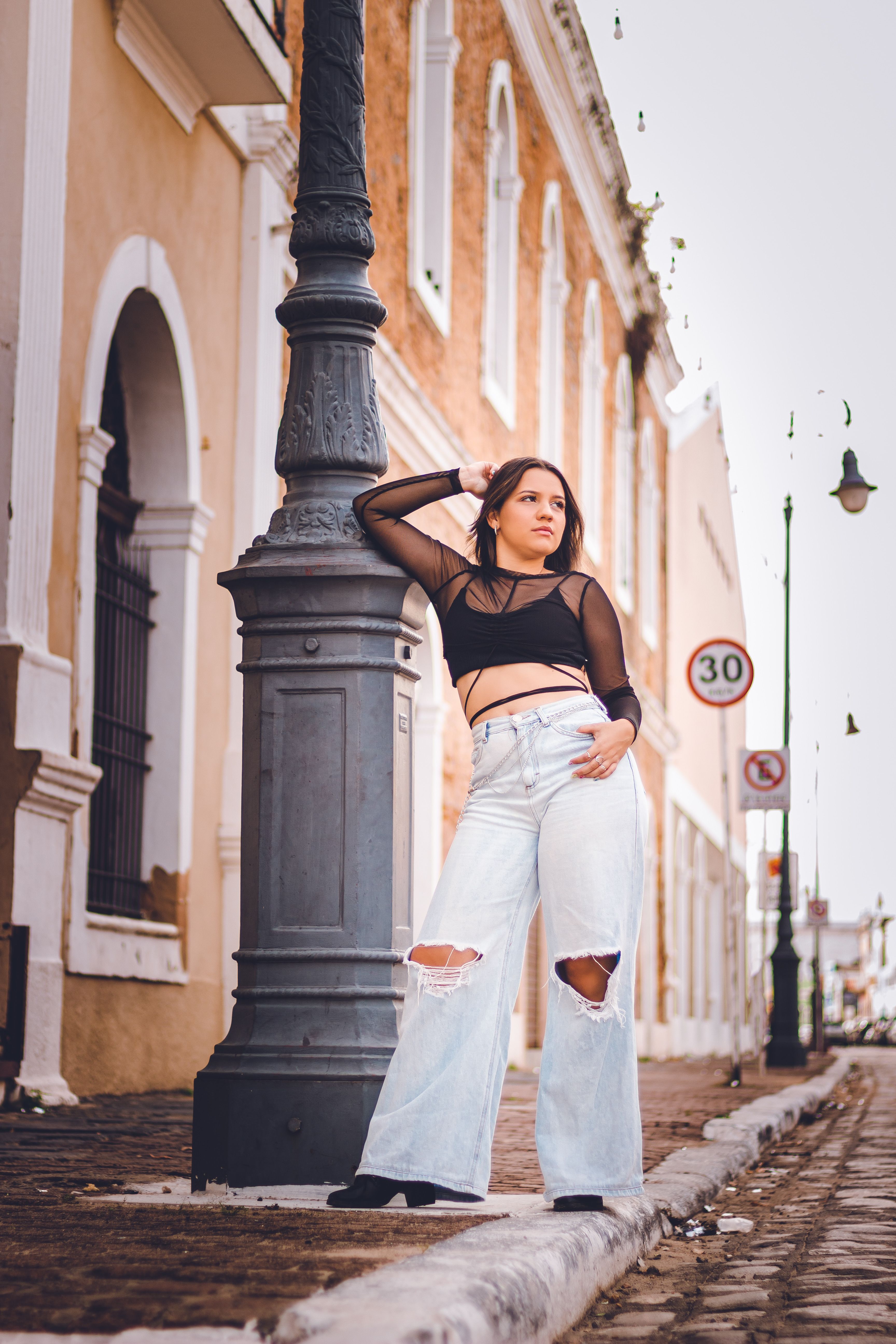Woman Posing near Street Lamp · Free Stock Photo