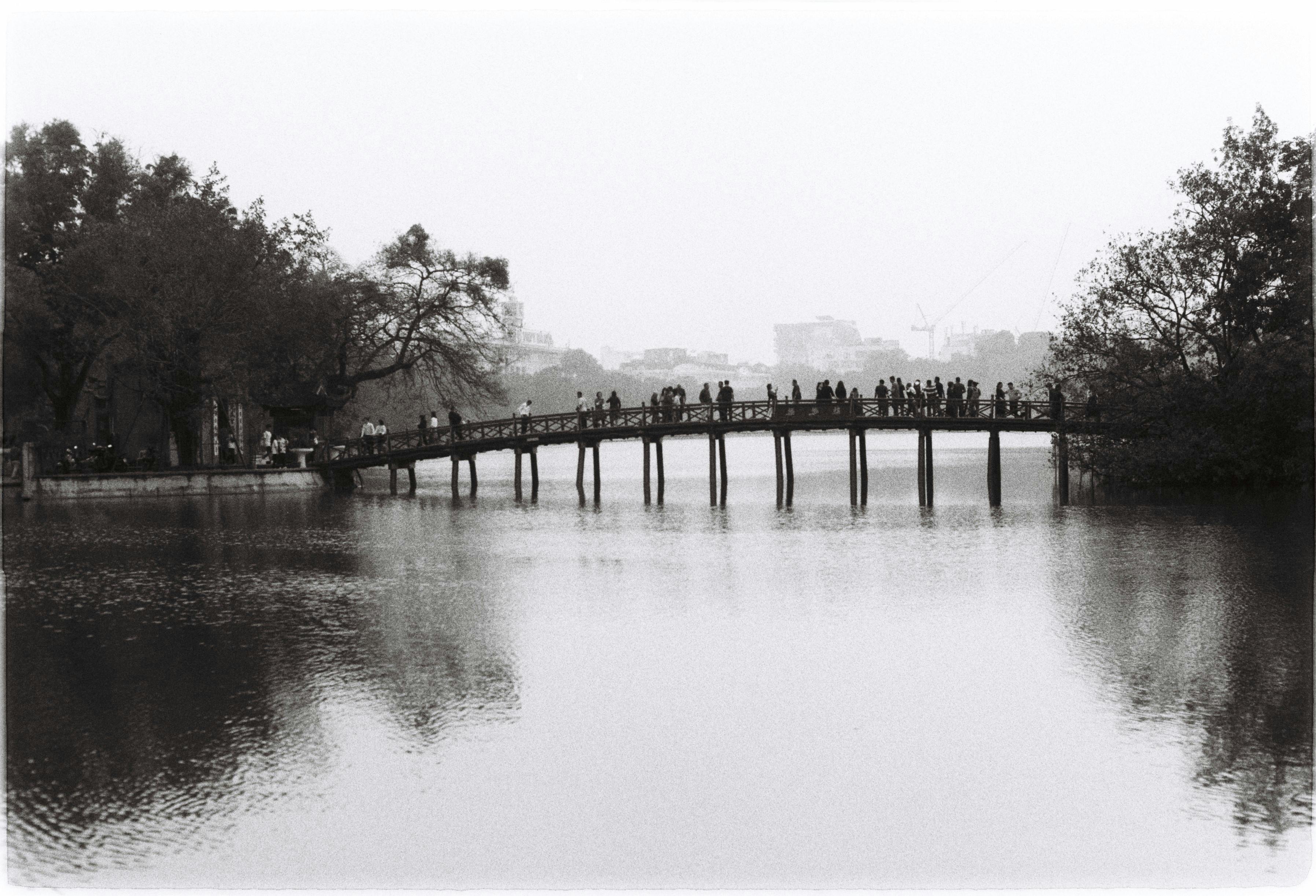 People Walking on Bridge near Park · Free Stock Photo