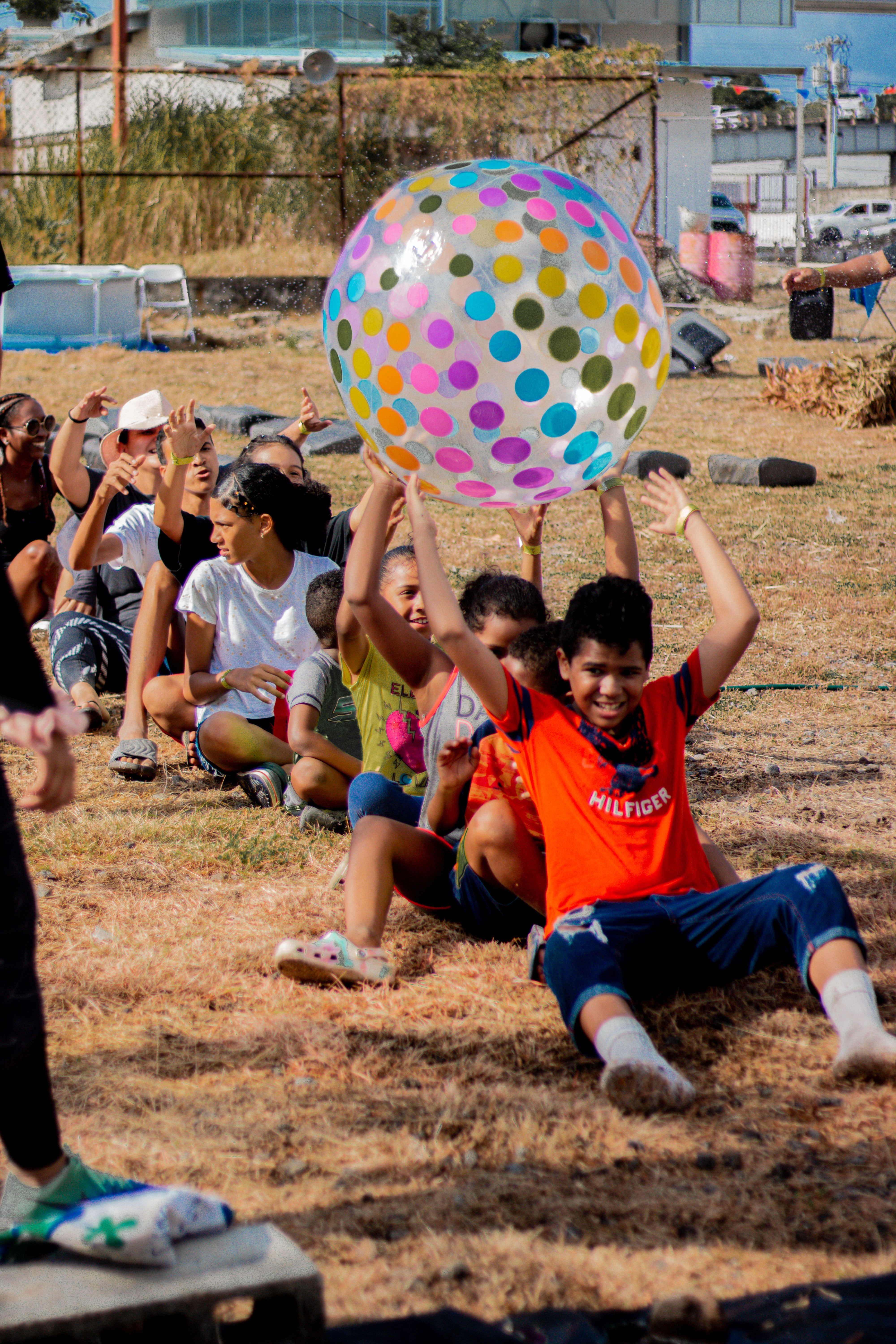 Children Playing with Inflatable Ball in Countryside · Free Stock Photo