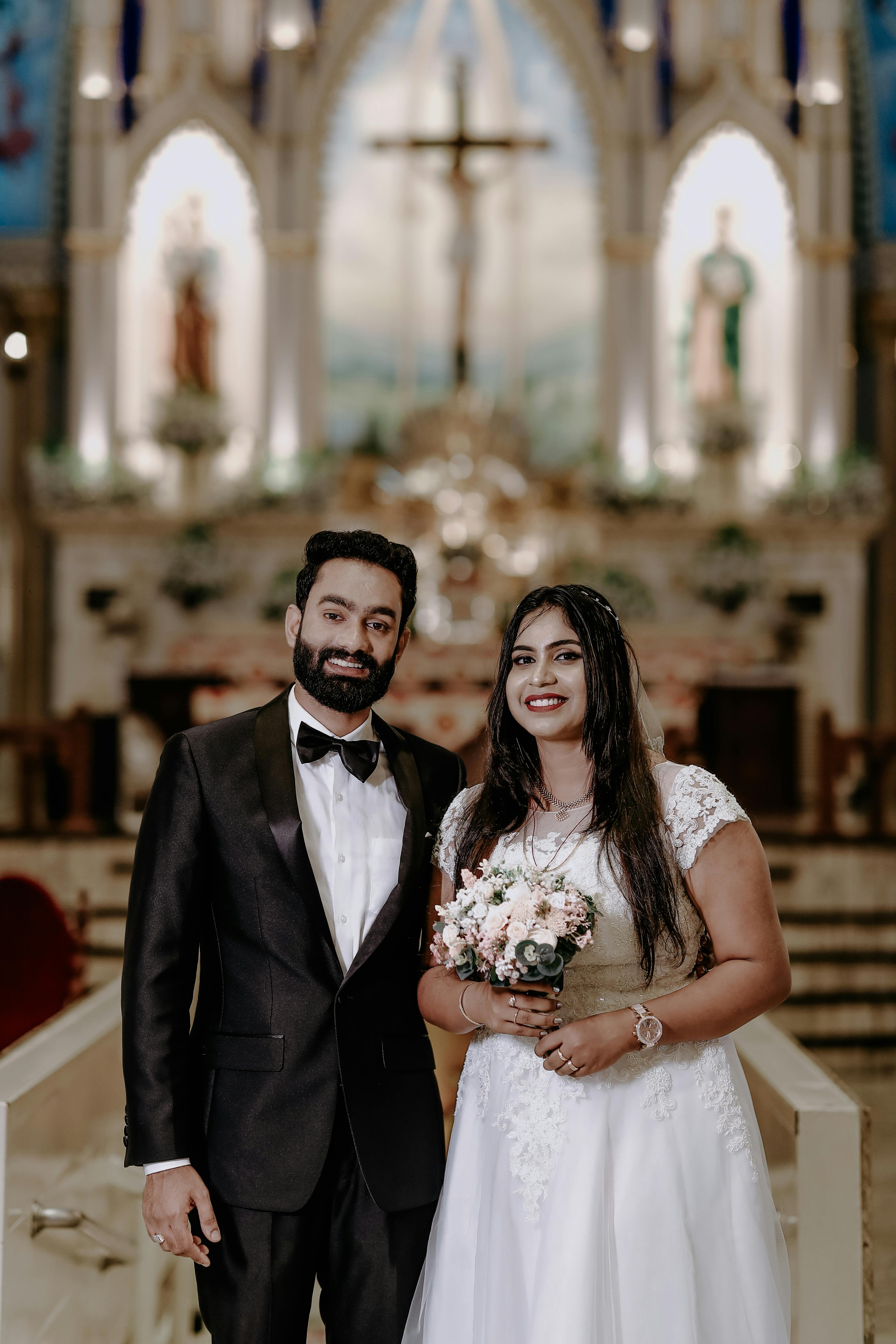 Newlyweds Standing Side by Side · Free Stock Photo