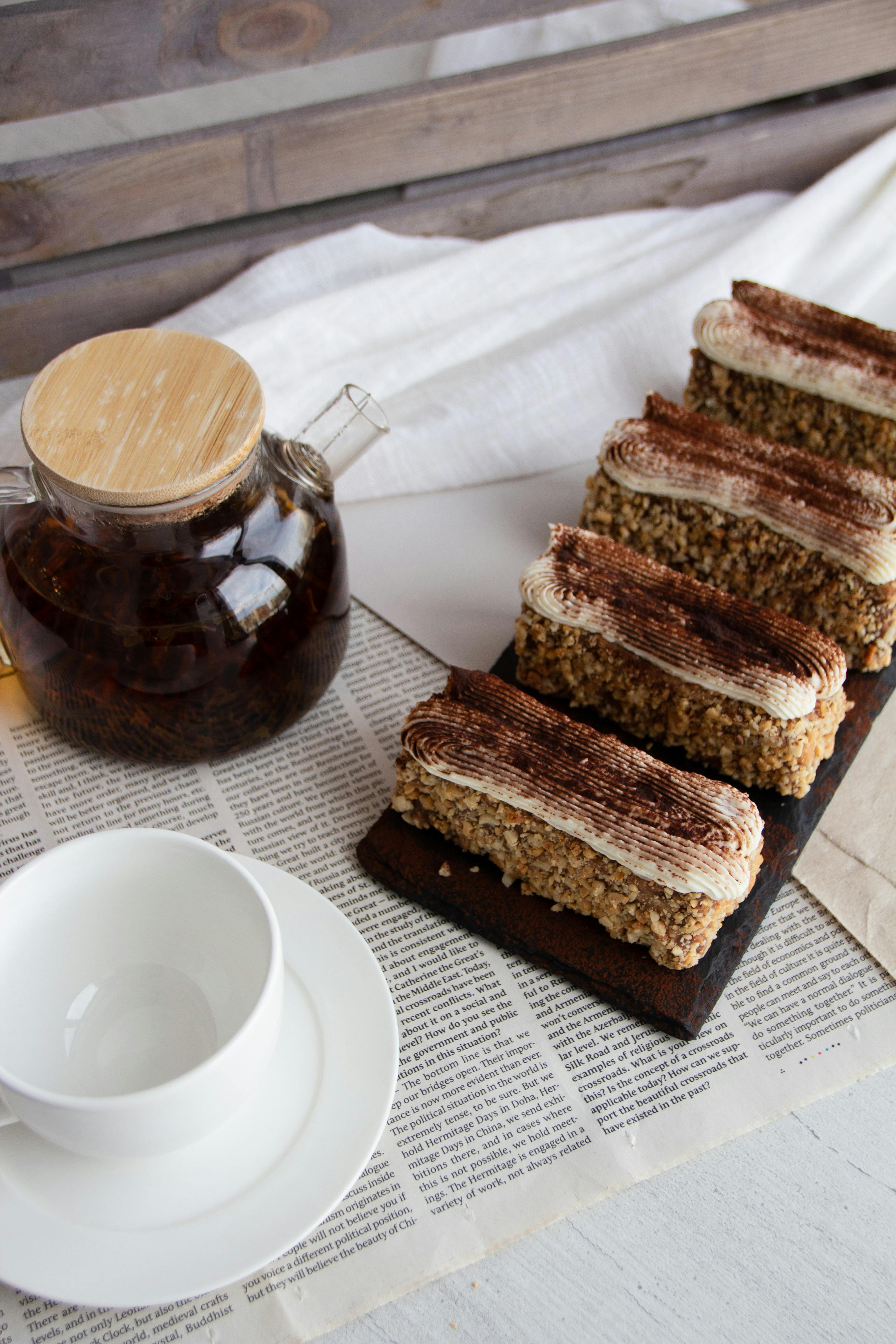 Layered Cake and a Cup of Tea · Free Stock Photo