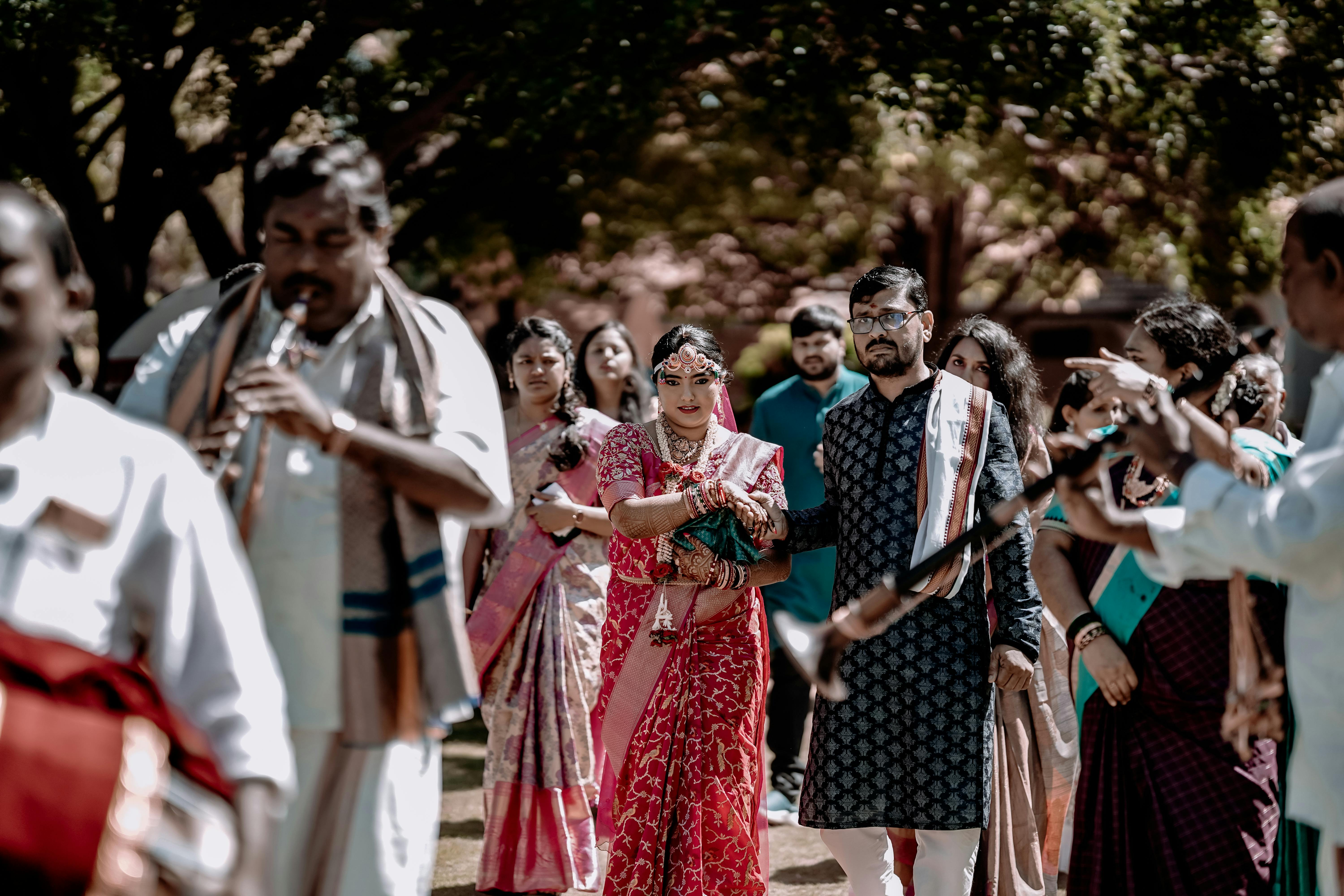 Newlyweds Dancing in a Crowd at Night · Free Stock Photo