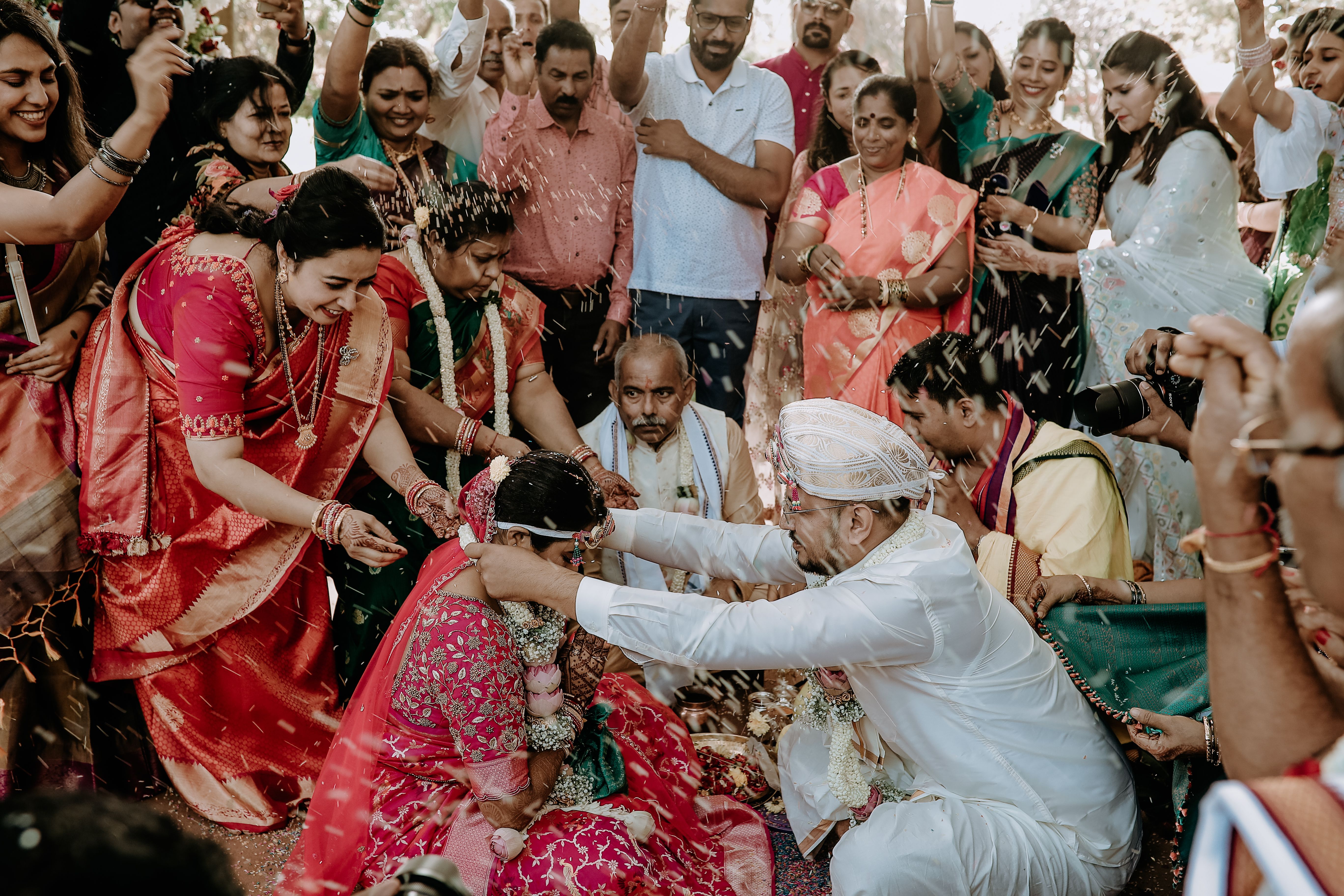 Newlyweds in Traditional Indian Wedding Attire · Free Stock Photo