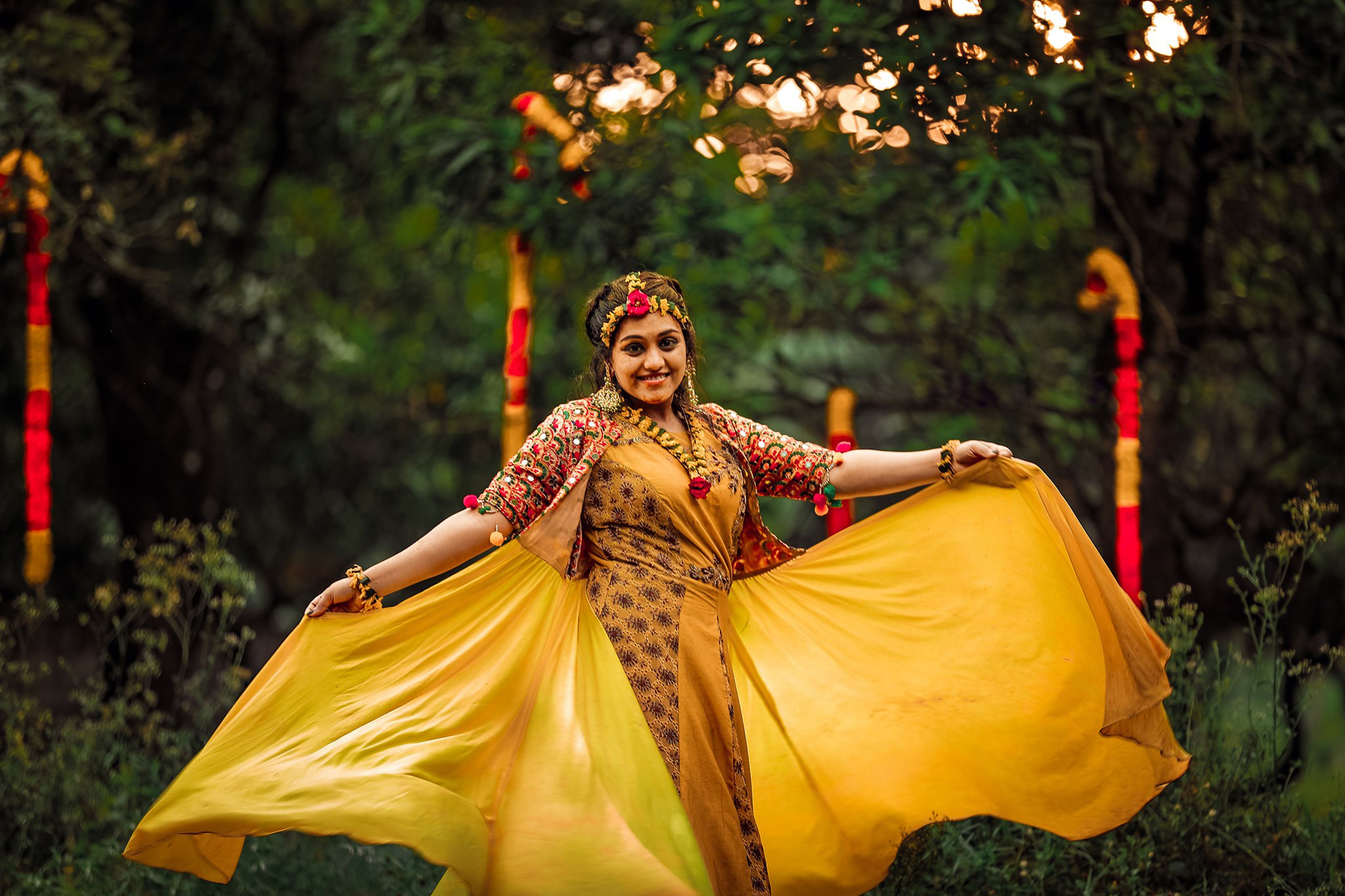 Woman in Traditional Indian Dress Dancing · Free Stock Photo