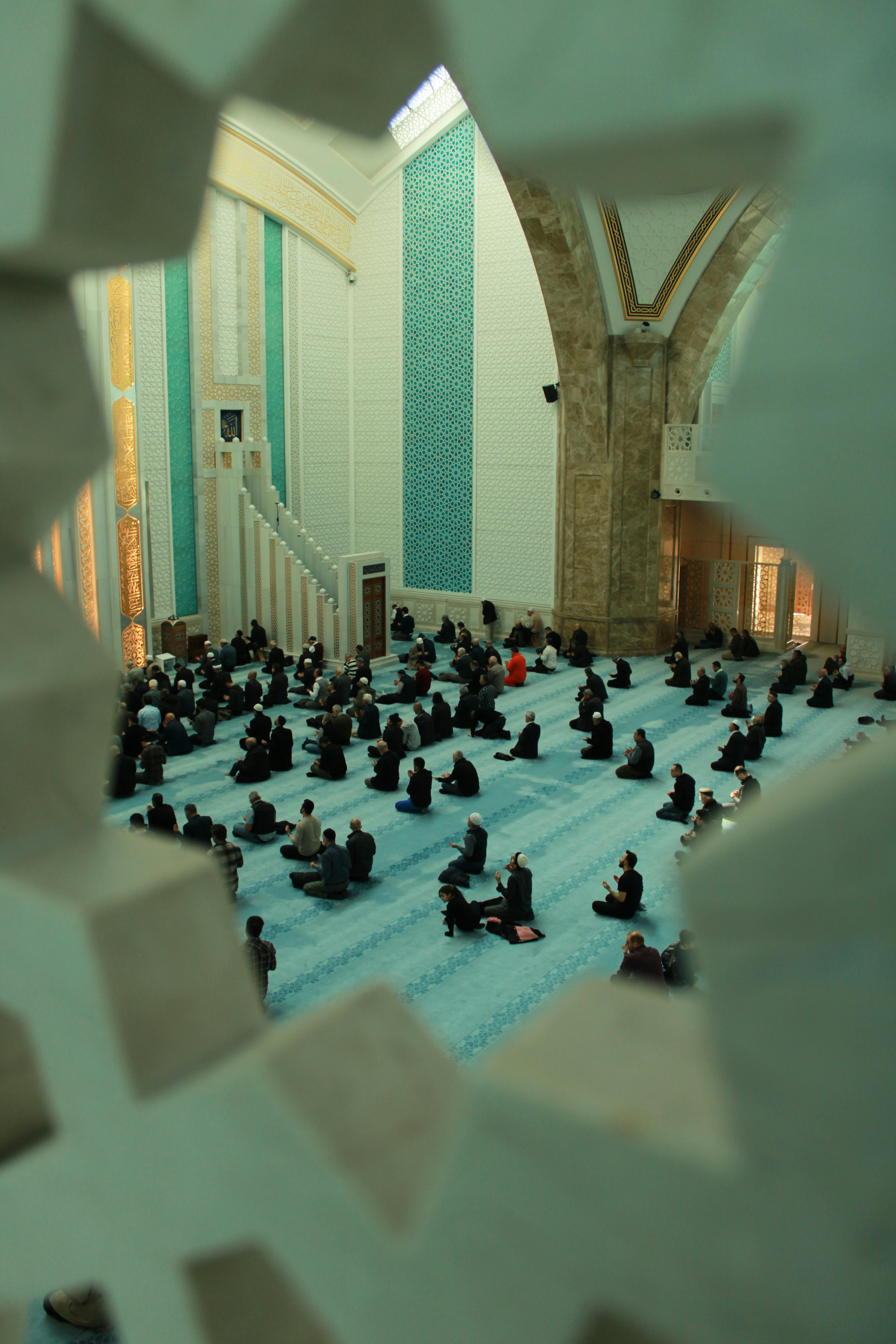 Islamic Congregation Seen from Mosque Indoors Balcony · Free Stock Photo