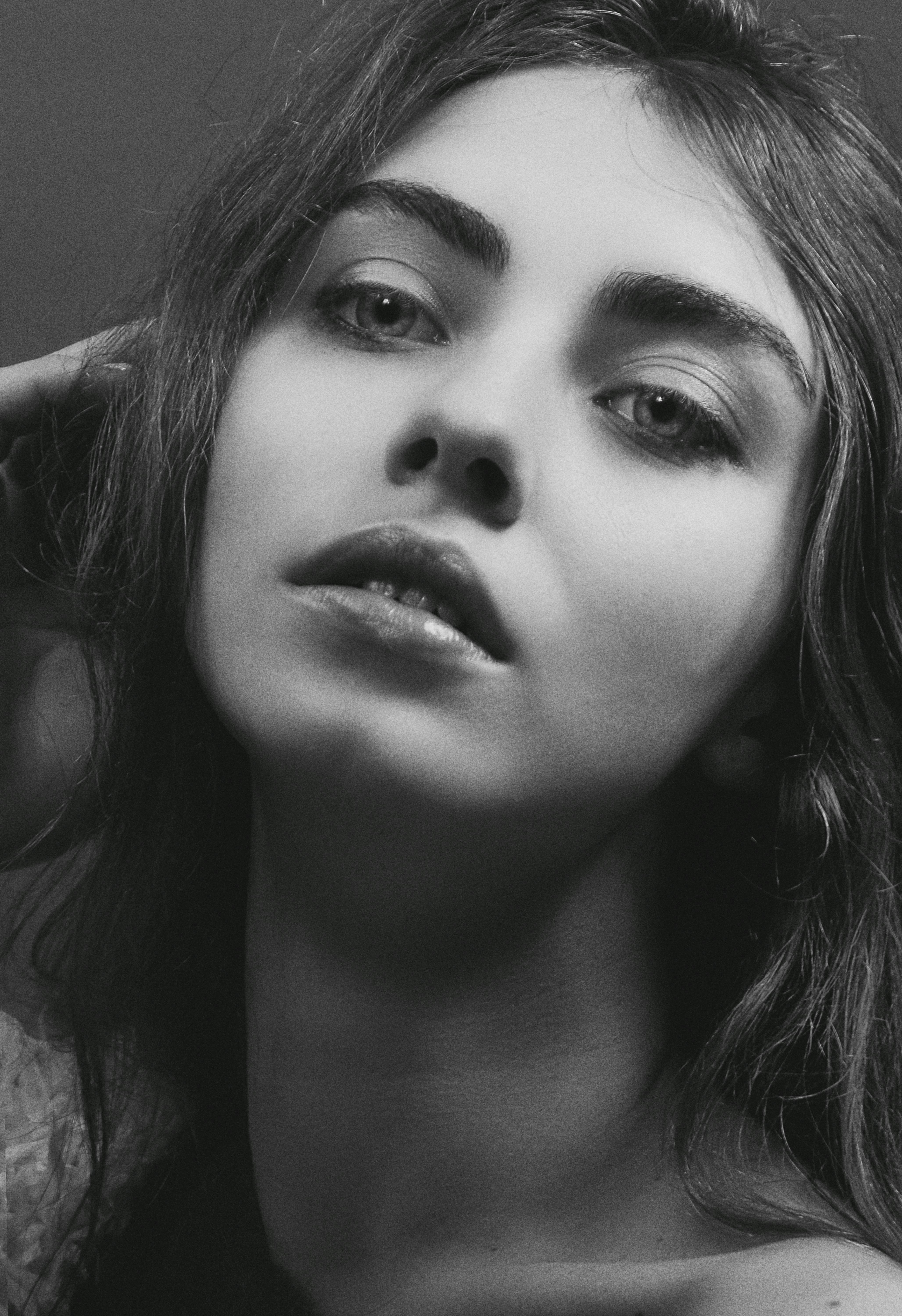 Black and White Side Portrait of a Young Woman · Free Stock Photo