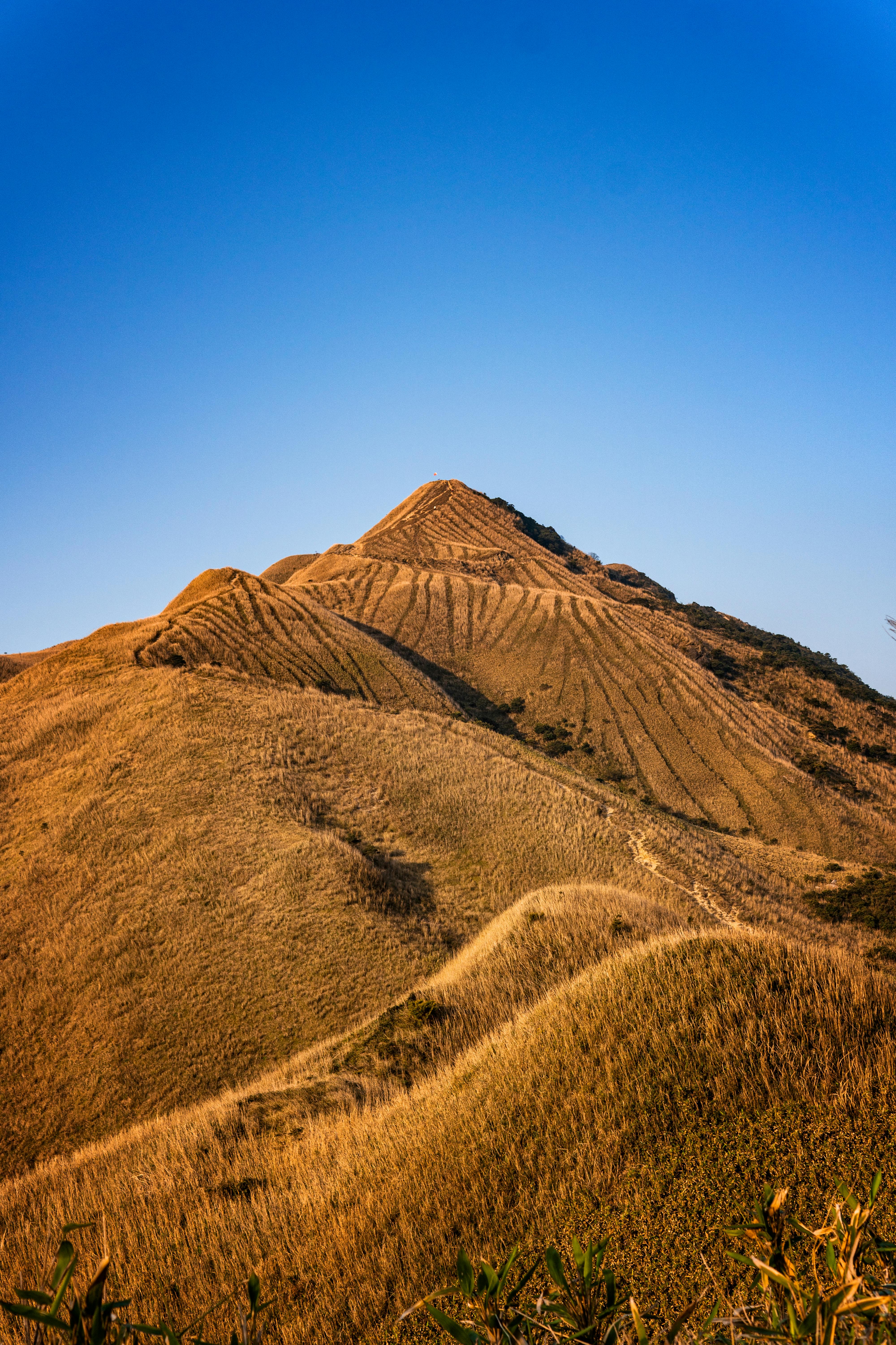 Pyramid-Shaped Mountain Covered with Dry Grass · Free Stock Photo