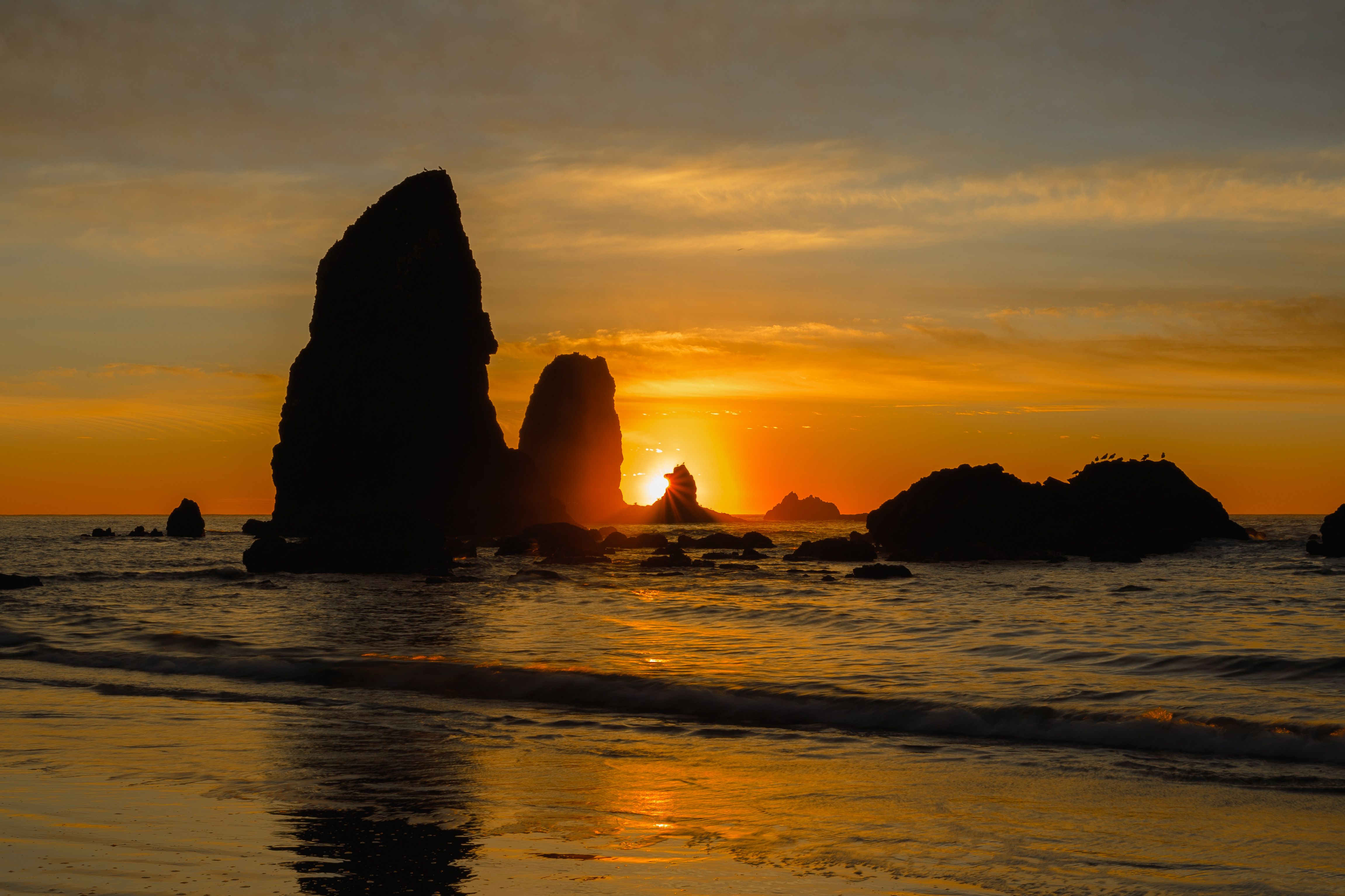 Rock Formations on Sea Shore at Sunset · Free Stock Photo