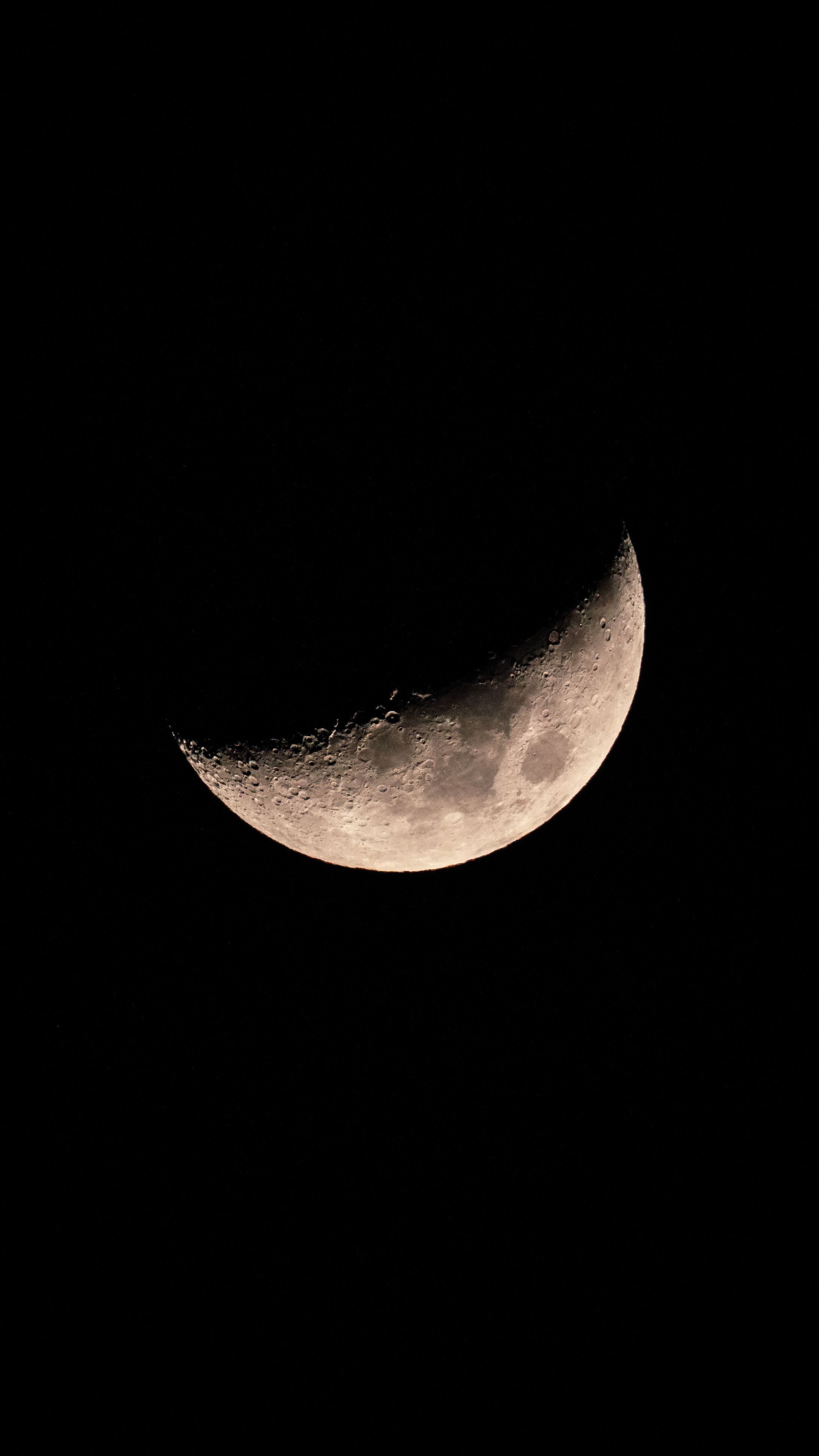 Waxing Crescent Moon Phase in Night Sky · Free Stock Photo
