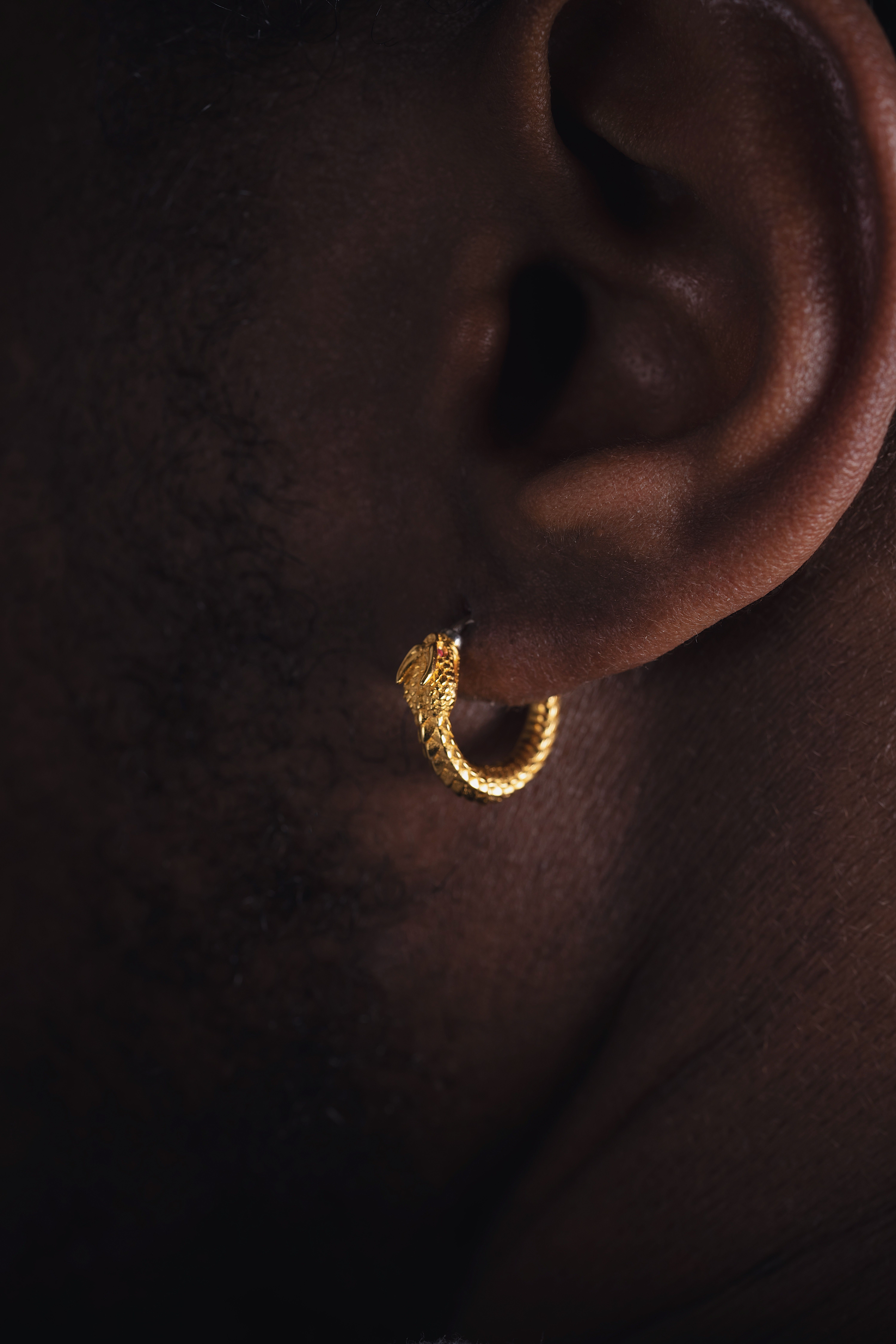 Cheek and piercing in ear of crop black woman · Free Stock Photo