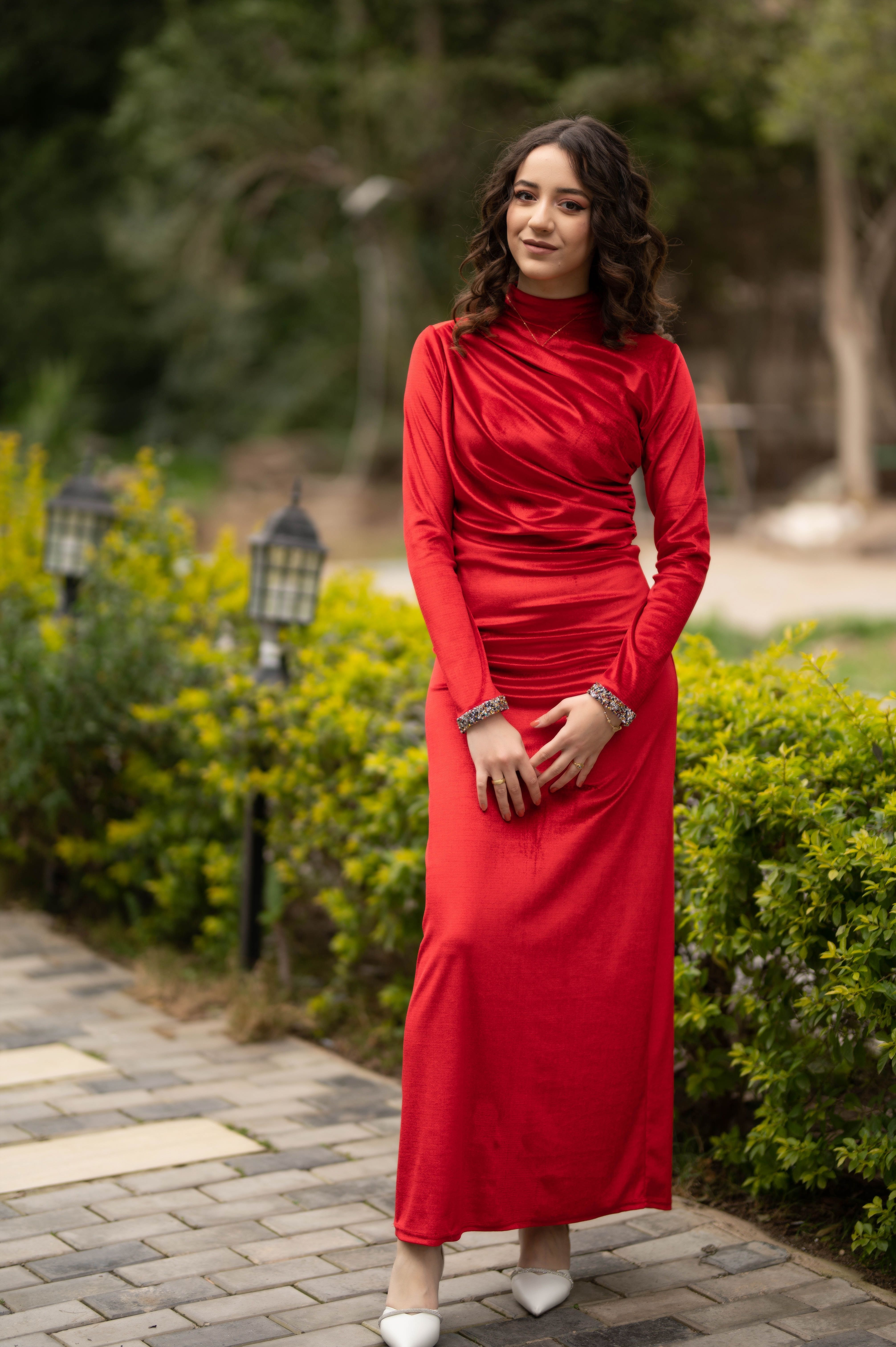 Portrait of a Woman Wearing a Red Dress · Free Stock Photo