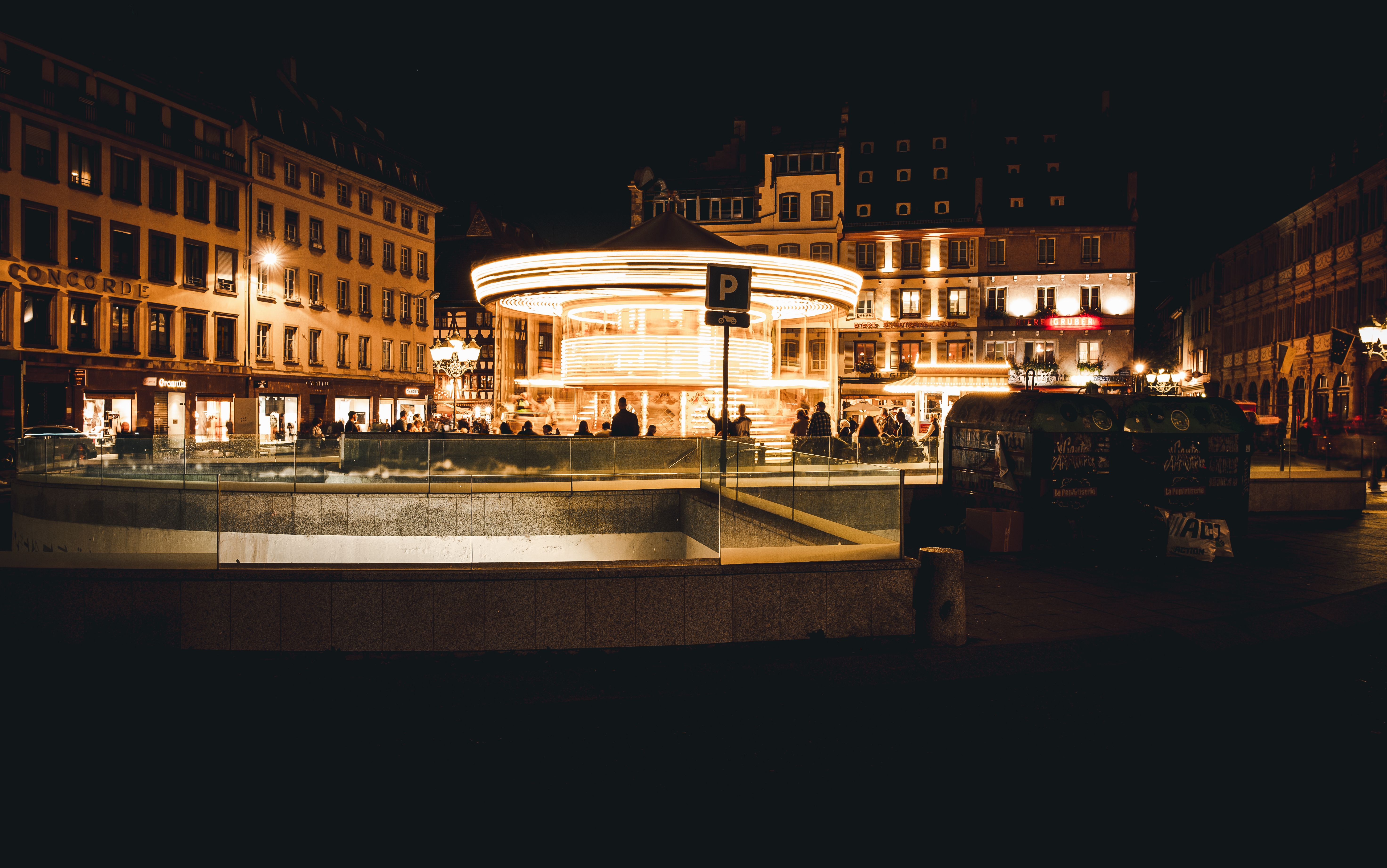 Illuminated Square in City at Night · Free Stock Photo