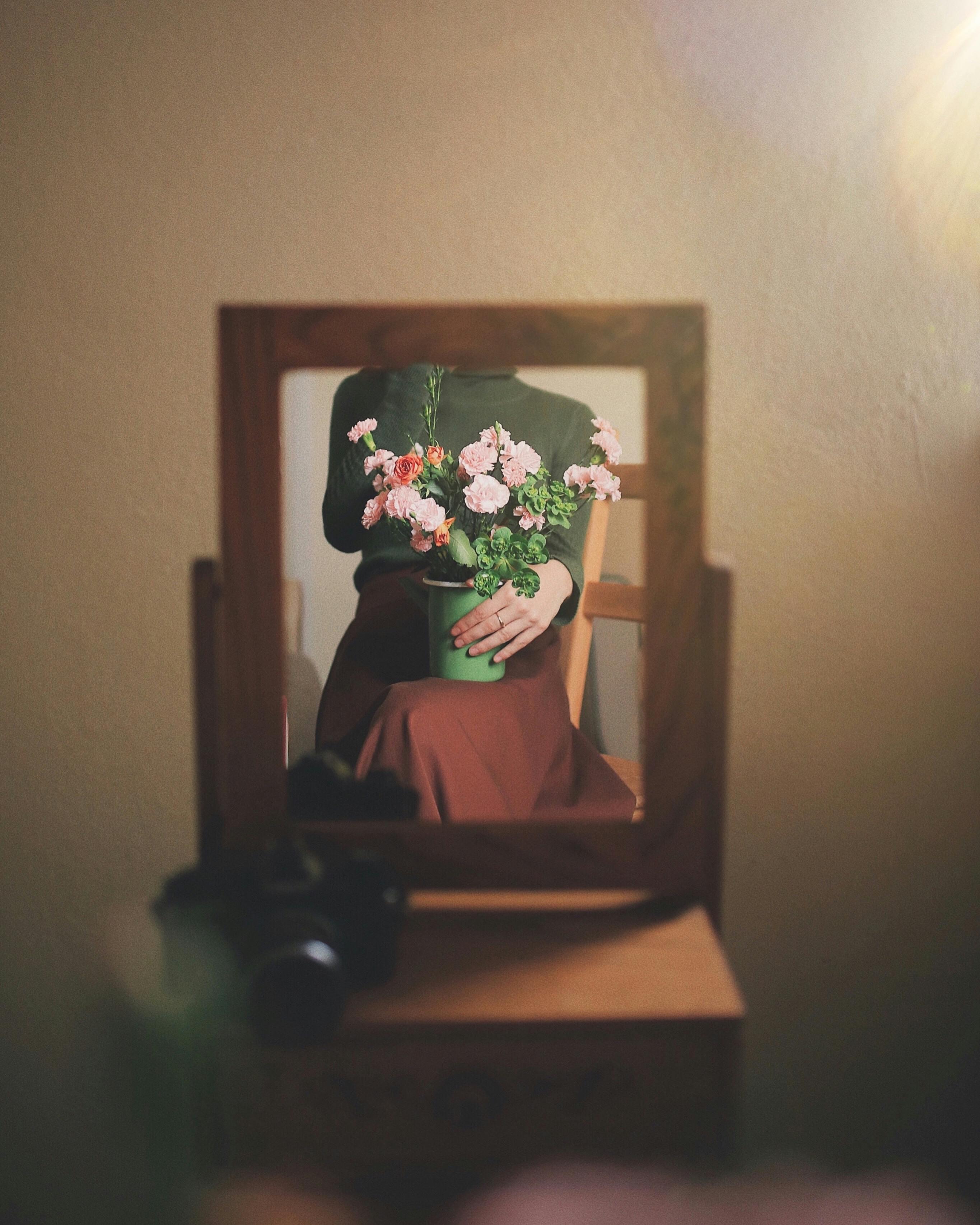 Mirror Reflection of a Man and Woman · Free Stock Photo