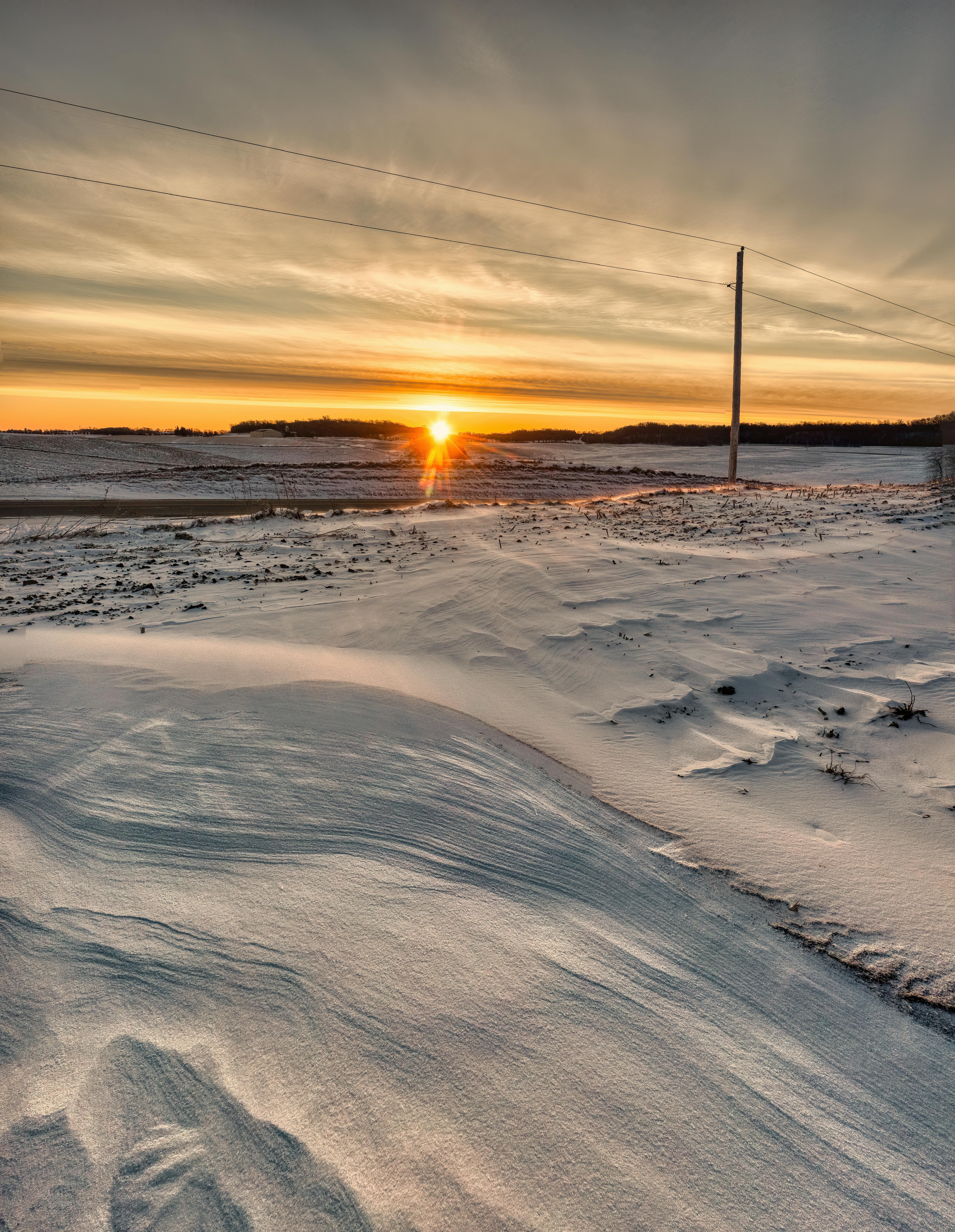 Sunset over Snow Field · Free Stock Photo