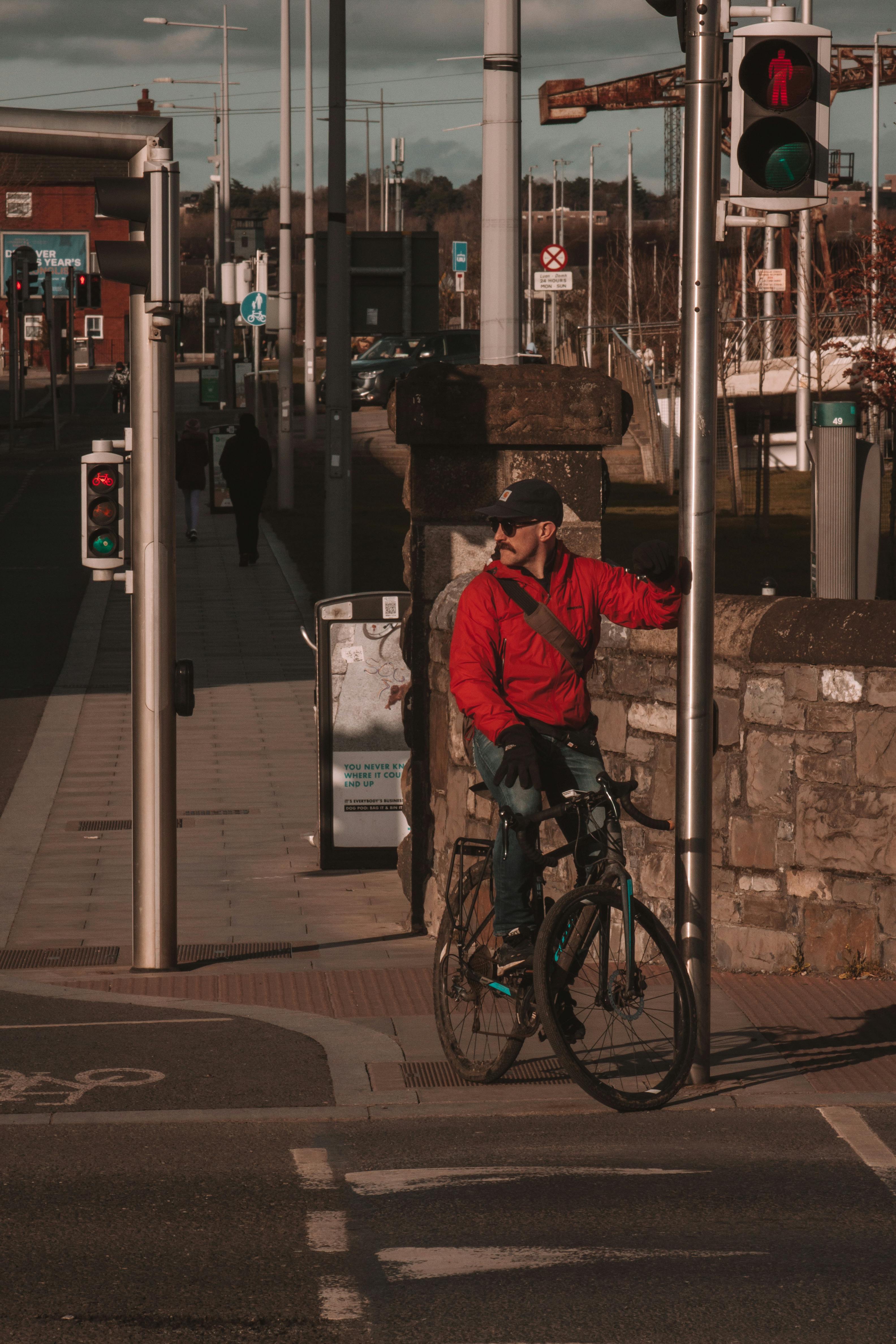 Cyclist Waiting at Zebra Crossing · Free Stock Photo
