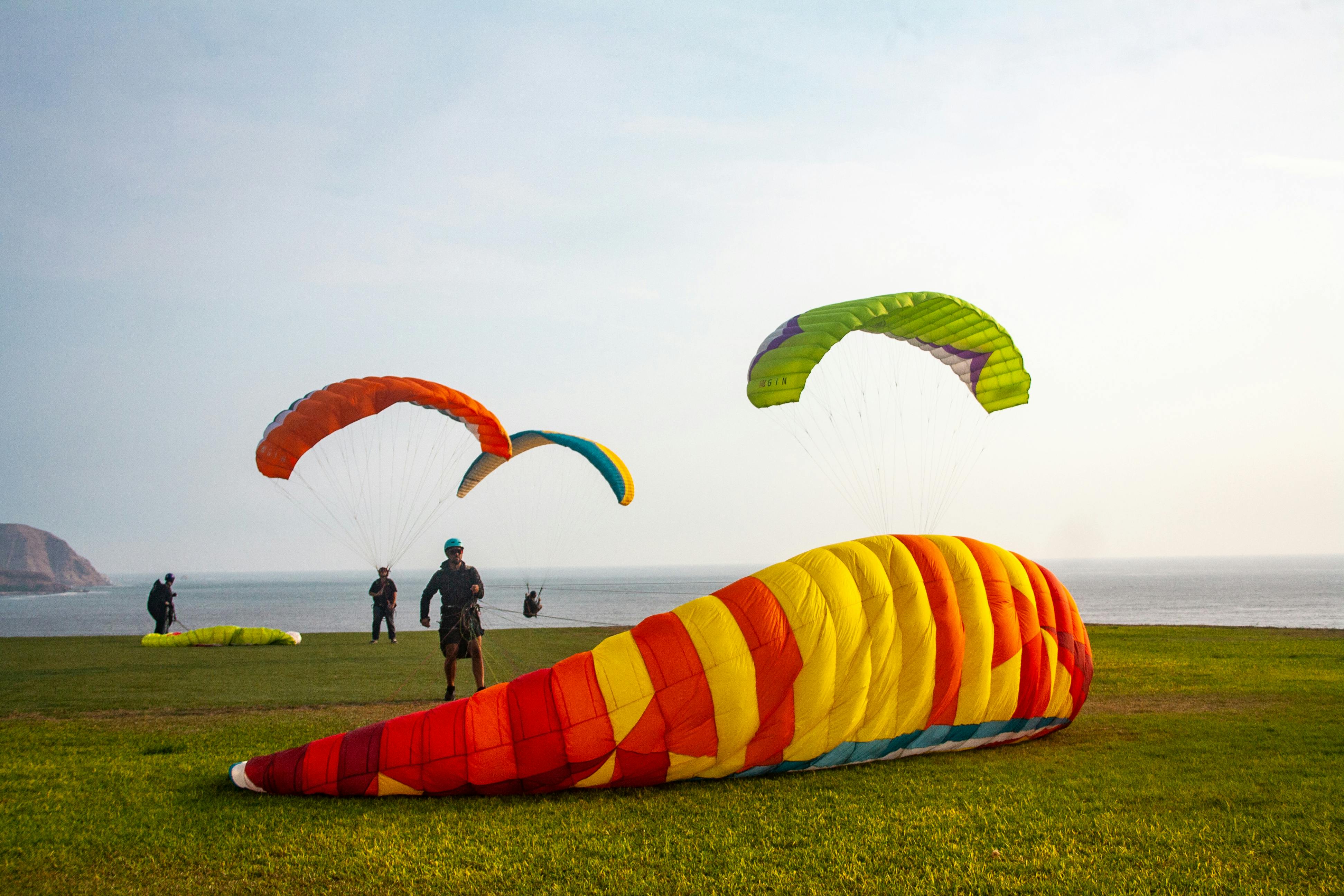 Parachuting on Sea Coast · Free Stock Photo