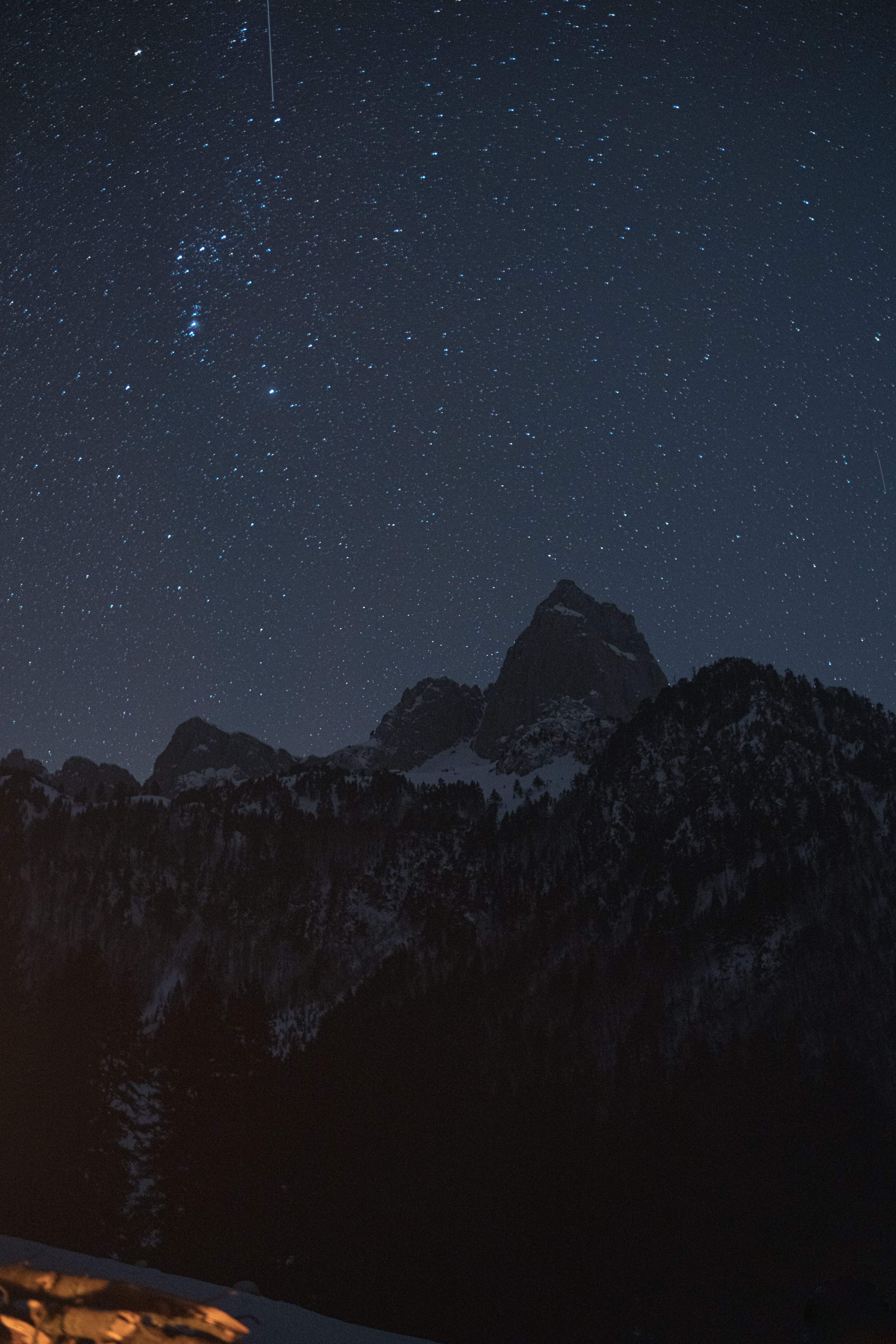 Stars in Night Sky over Mountain · Free Stock Photo