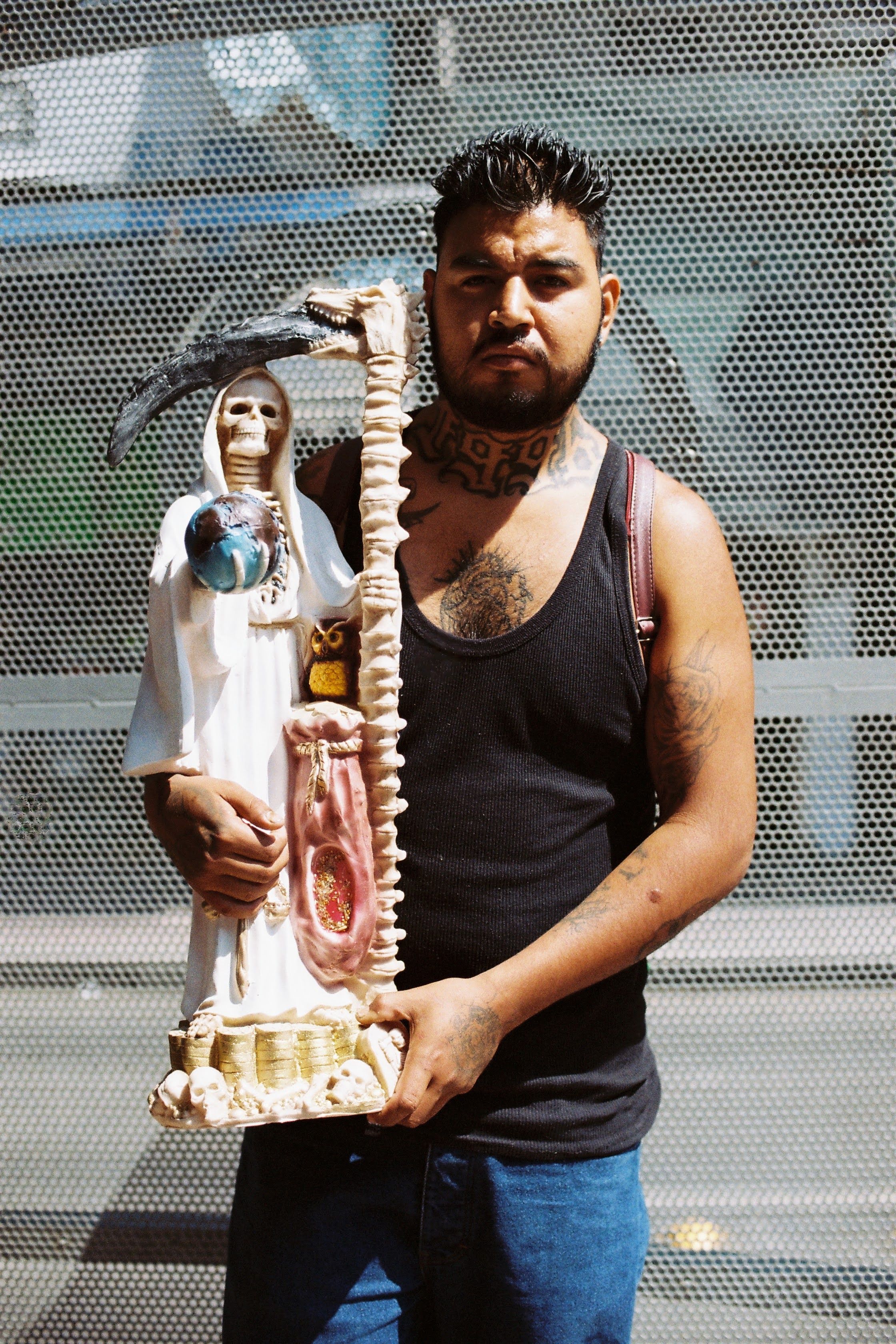Bearded Man with Death Statue · Free Stock Photo