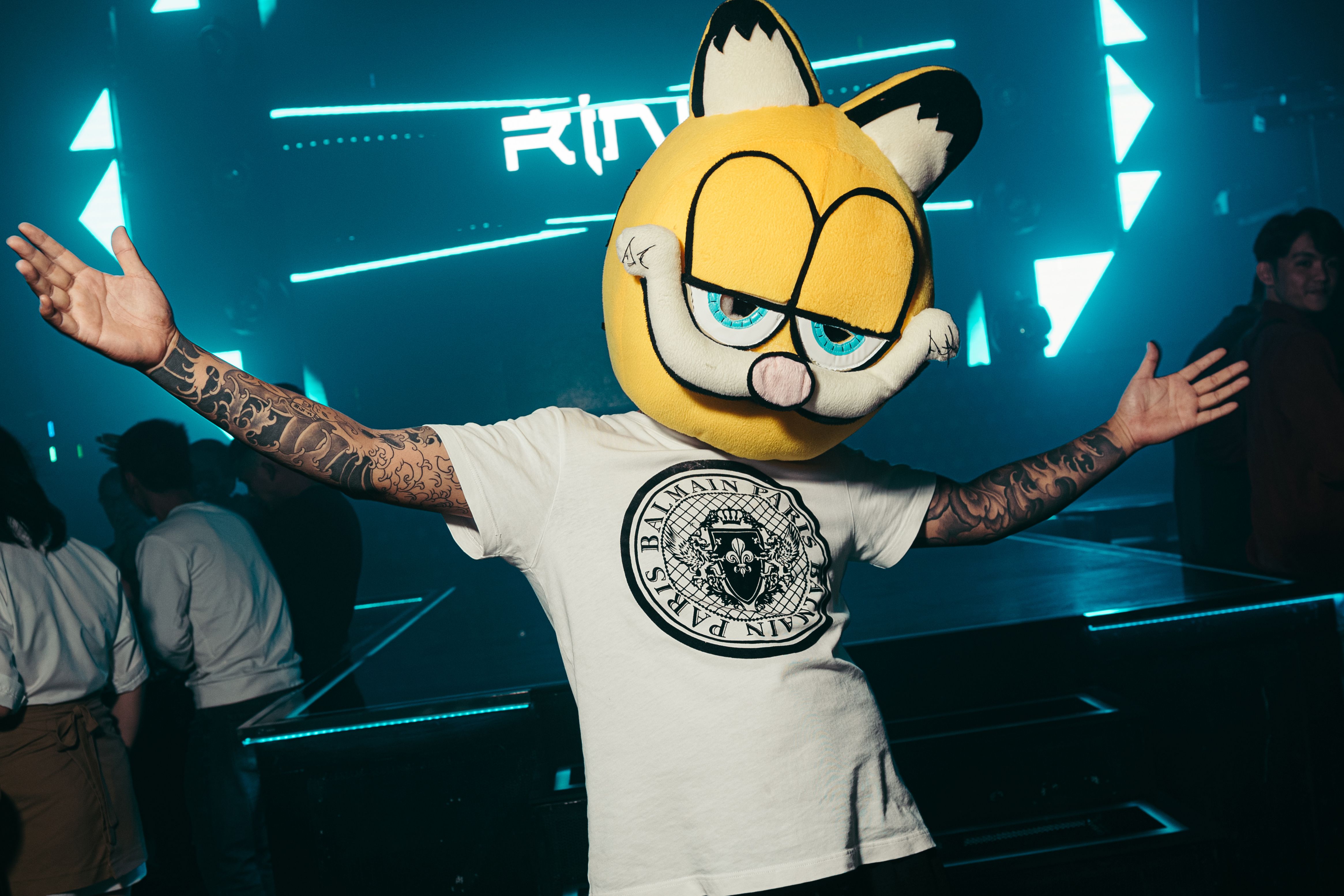 Man in a Cat Mask and Tattoos on the Arms · Free Stock Photo