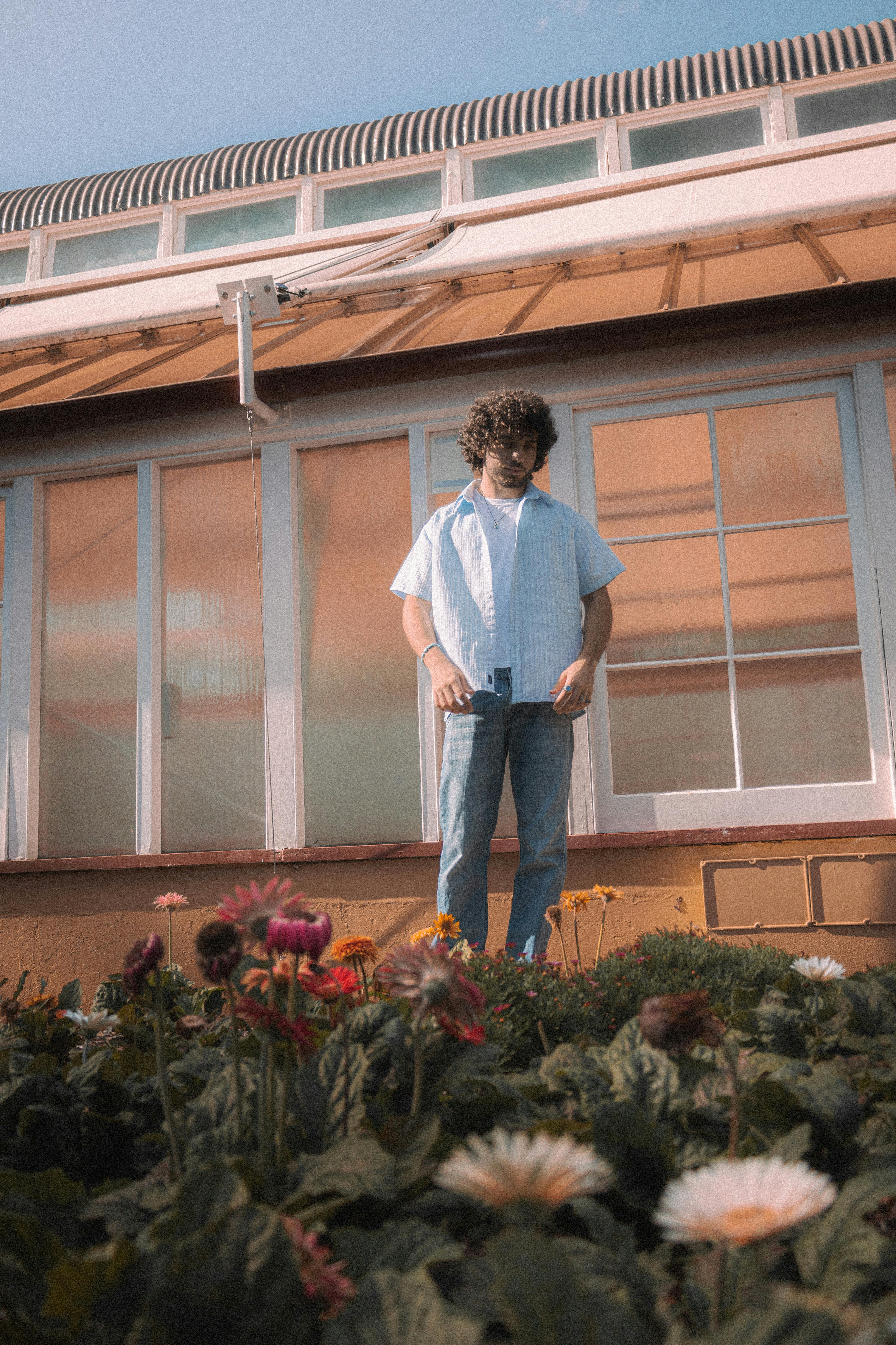 Casual Style Model in Garden · Free Stock Photo