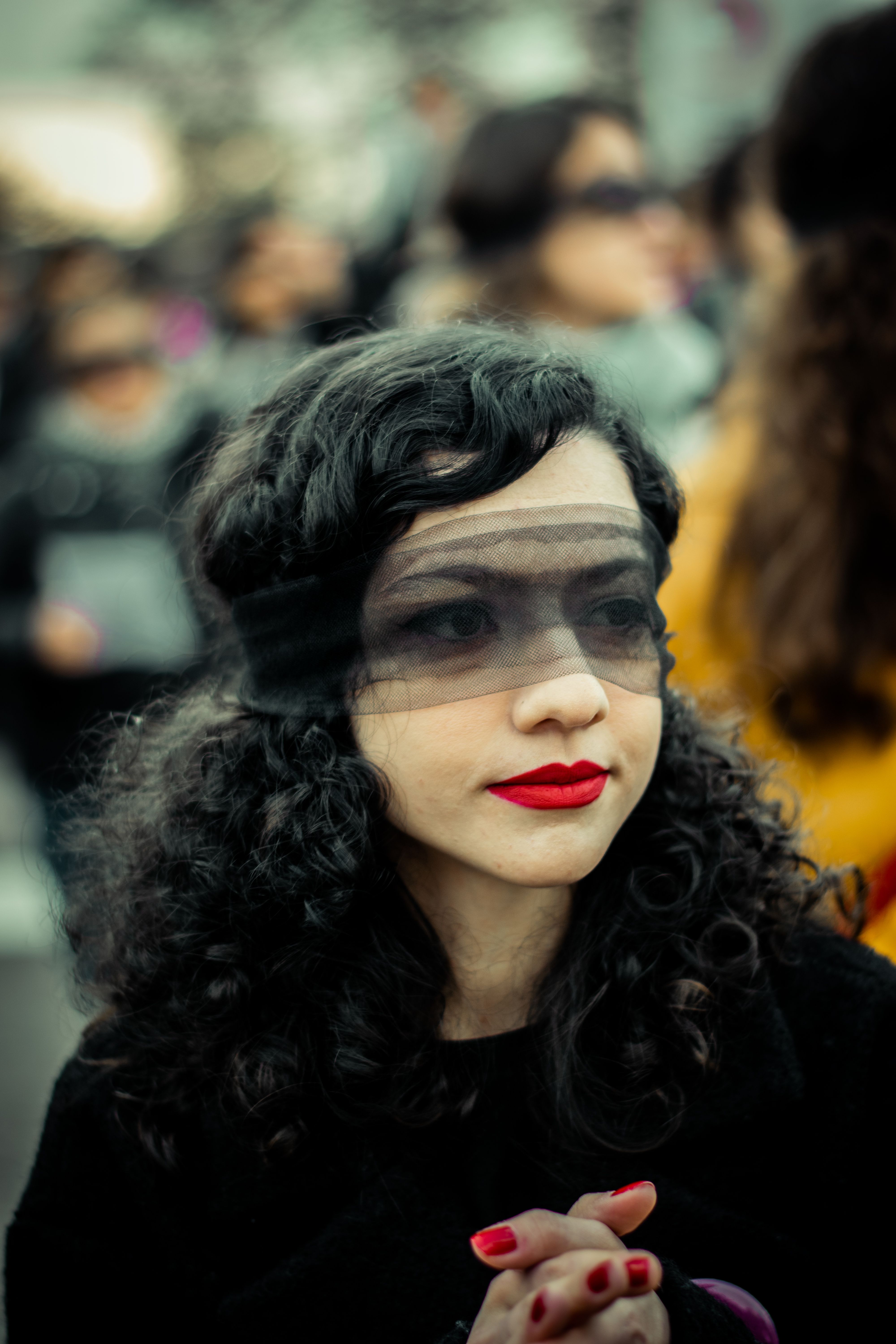 Brunette Woman with Transparent Blindfold on Head · Free Stock Photo