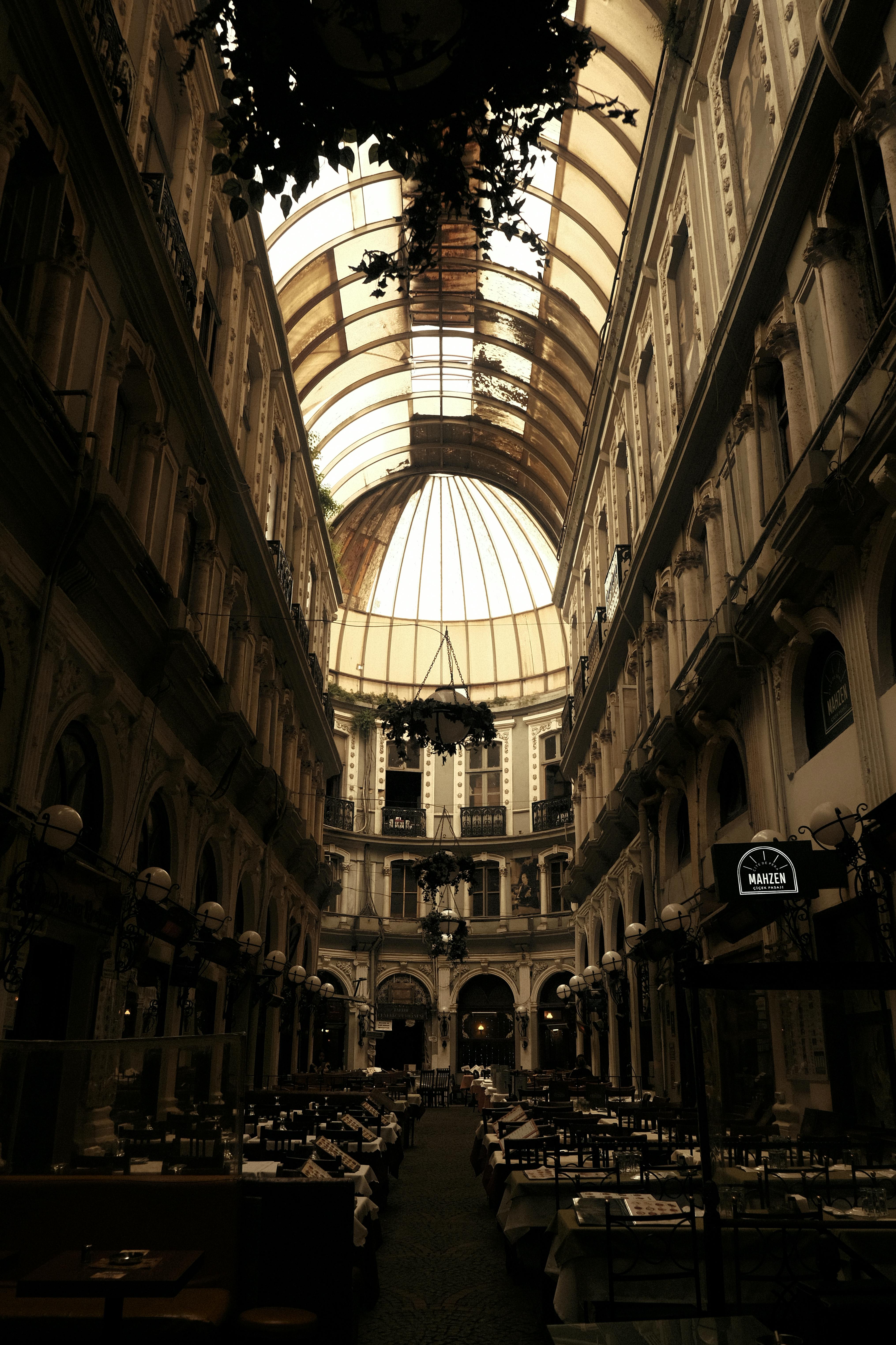 Restaurant under Glass Ceiling · Free Stock Photo