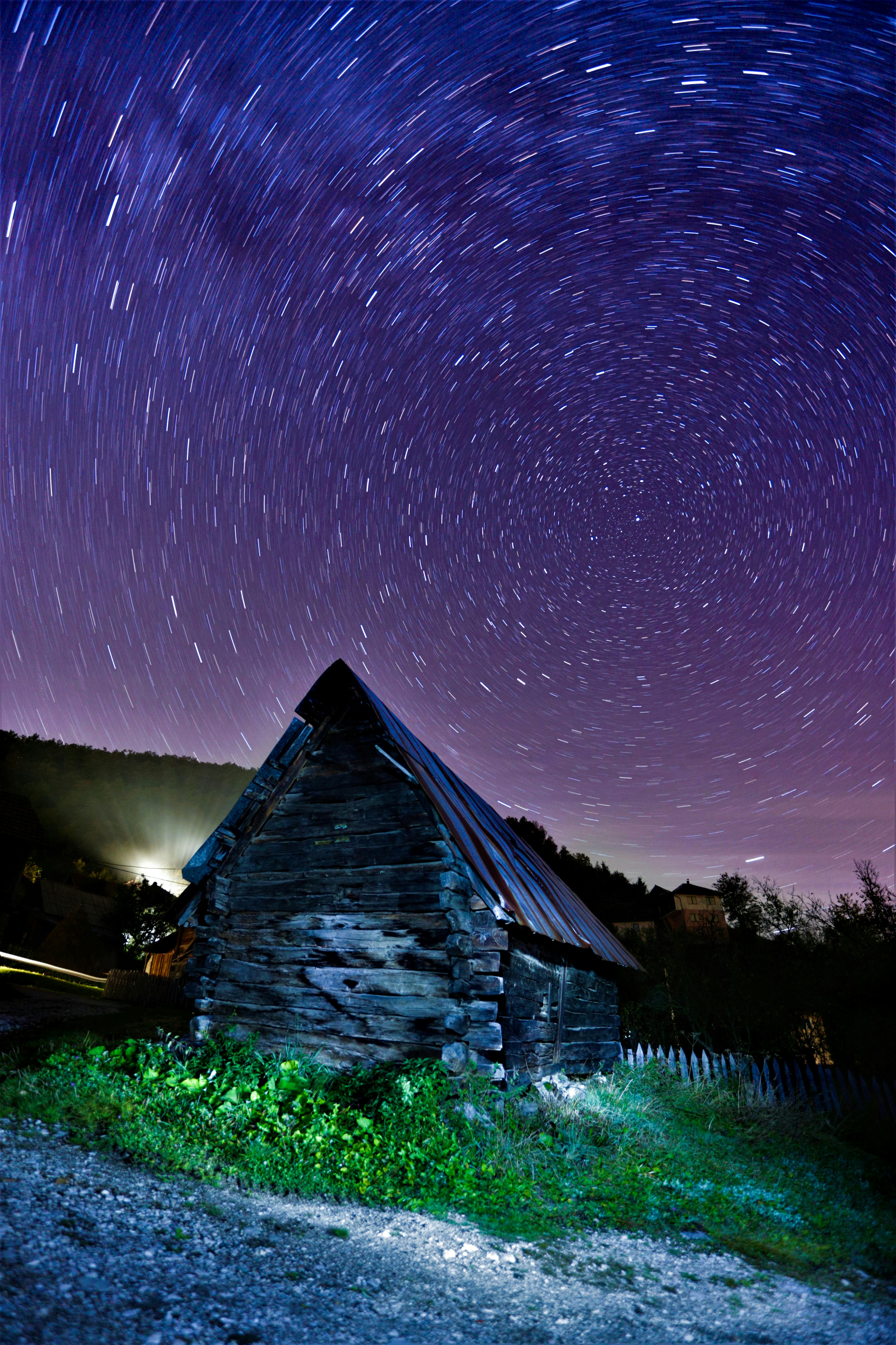 Illuminated City, Mountain and Night Sky Landscape · Free Stock Photo