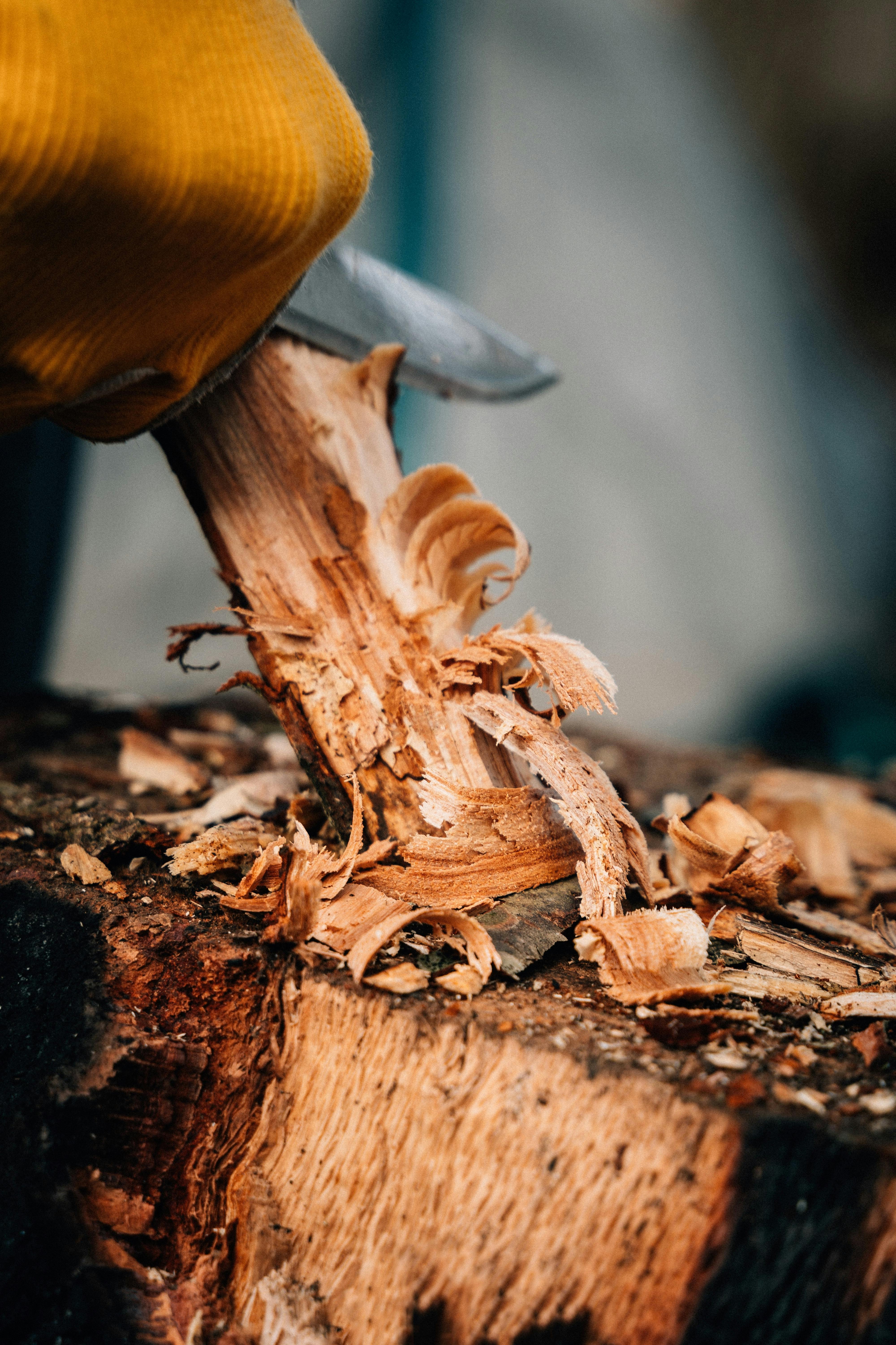 Close-up of a Person Sharpening a Stake · Free Stock Photo