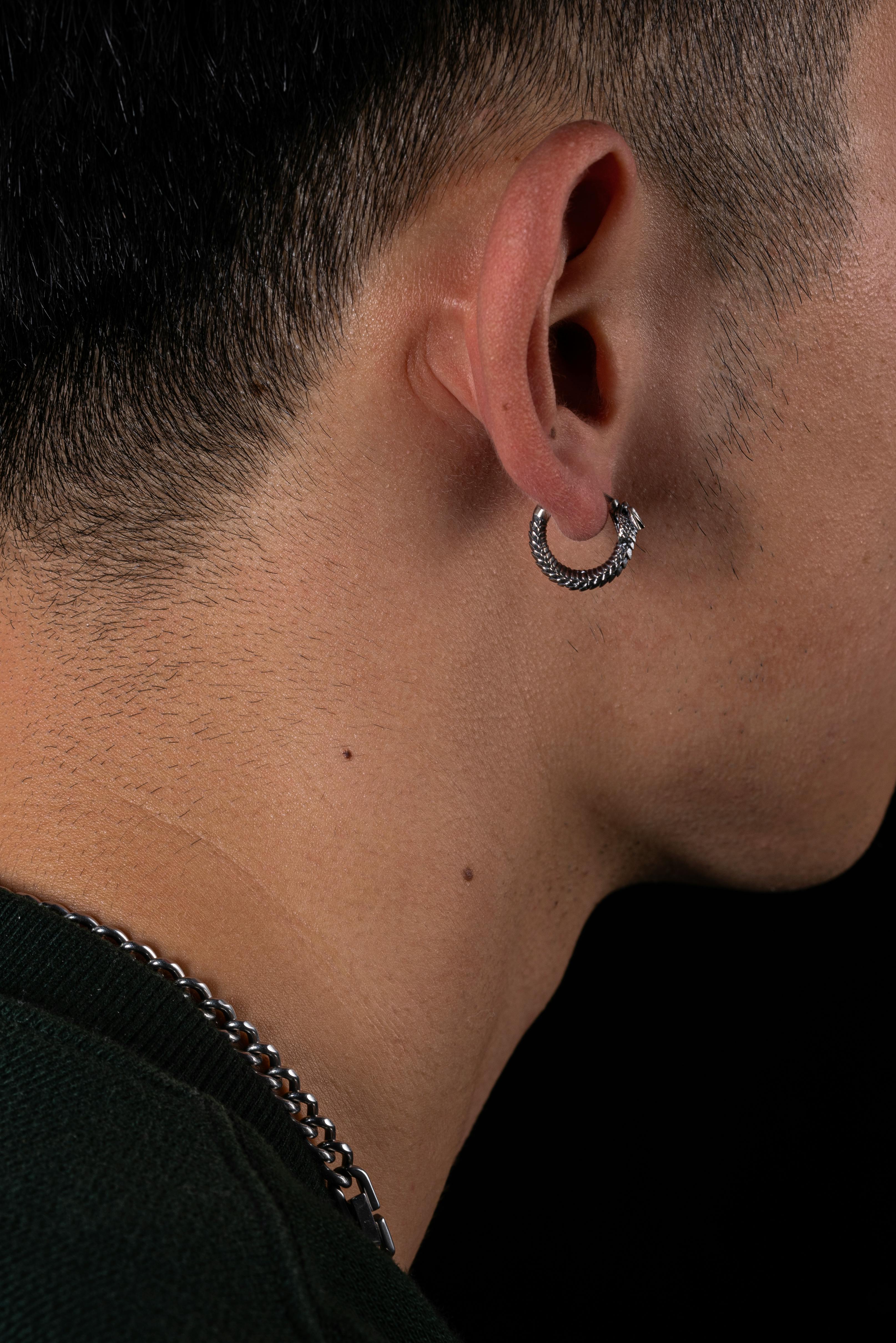 Silver Serpent Earring in Ear · Free Stock Photo