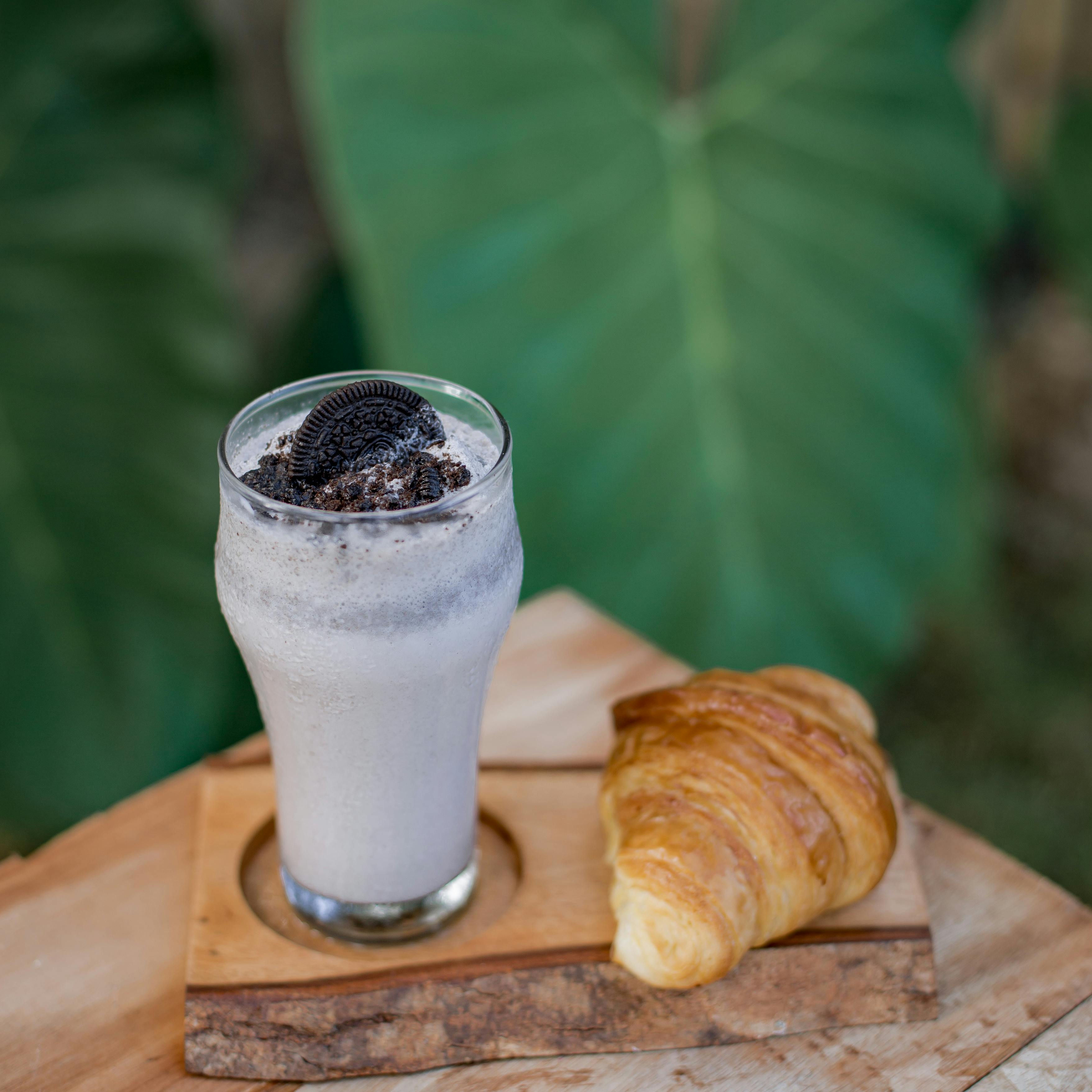 Milky Cold Drink with Croissant · Free Stock Photo